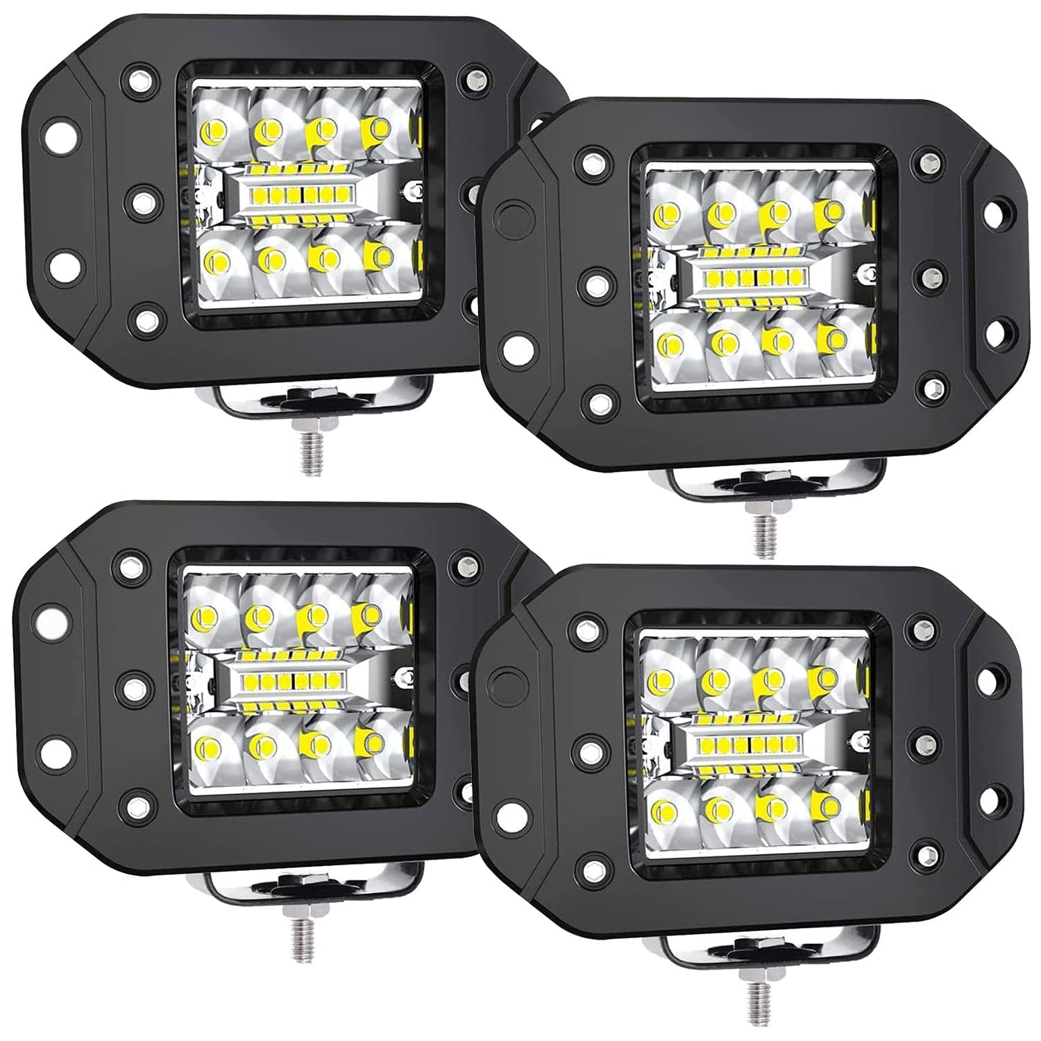 LED Light Bar TURBO SII 4Pcs 3x3 4.5inch LED Lights Cube Pods Flush ...