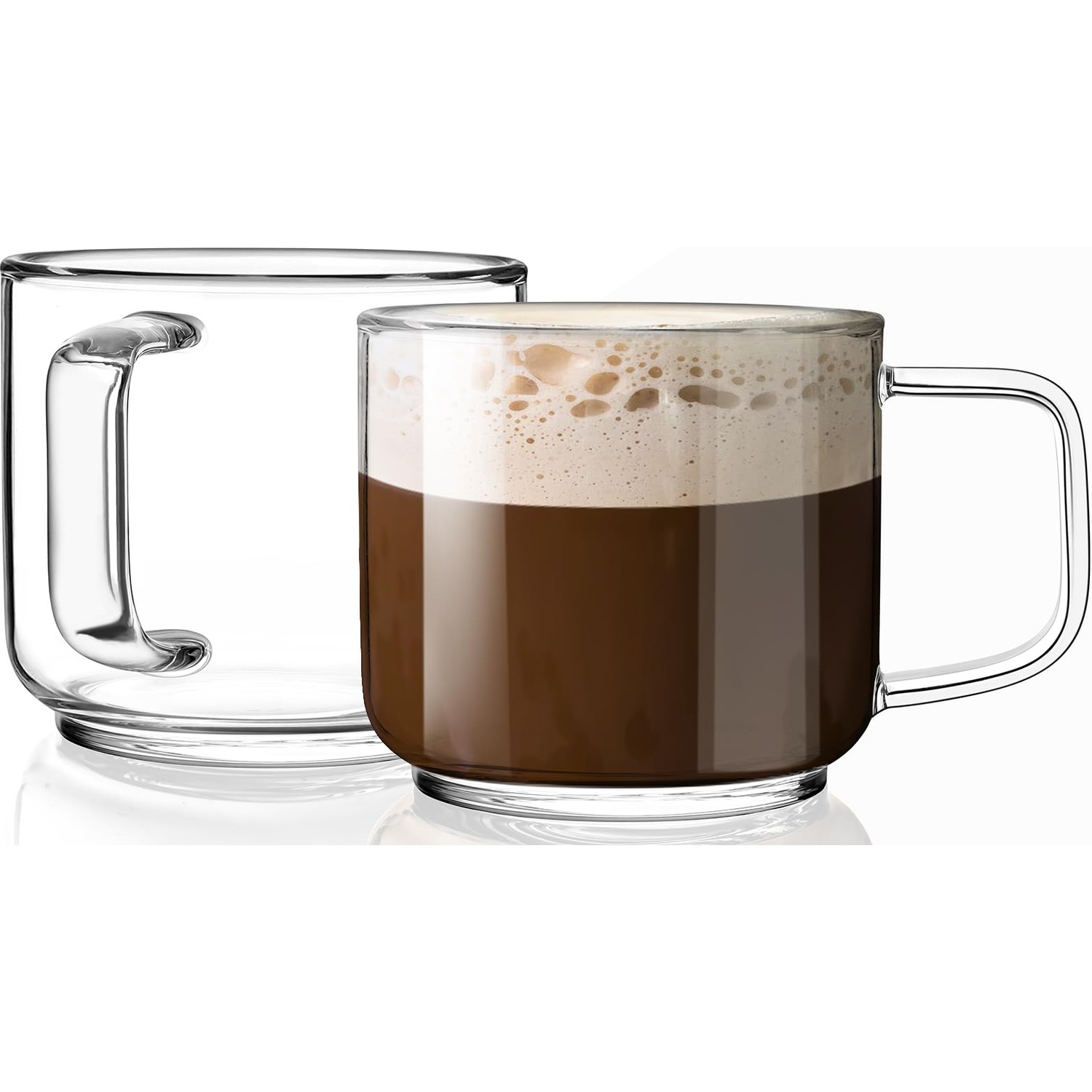 Aquach 18oz Large Clear Glass Coffee Mugs Set of 2 - Serve as General ...