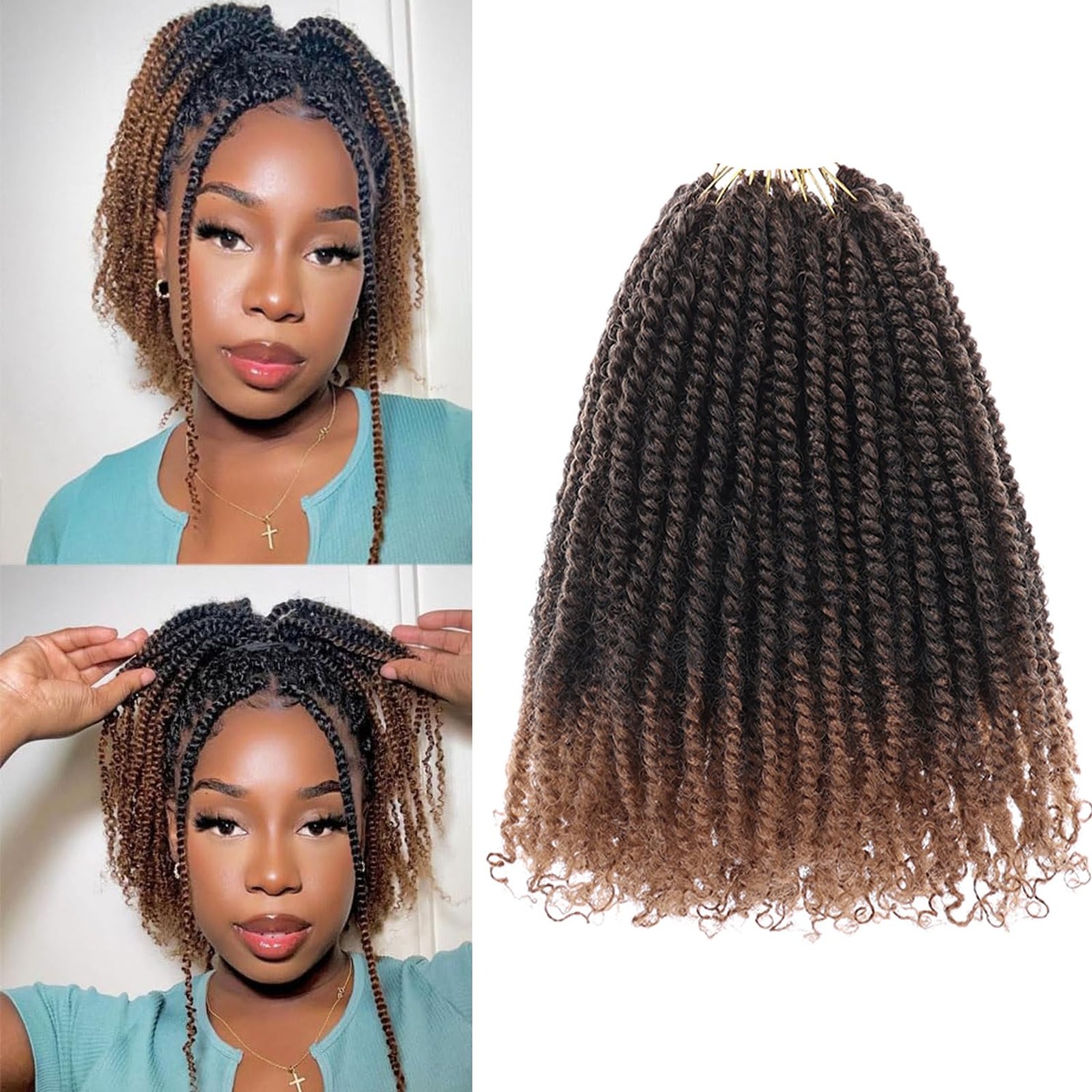 Leeven 9 Packs Micro Twist Crochet Hair 8 Inch Bob Crochet Braids Pre ...