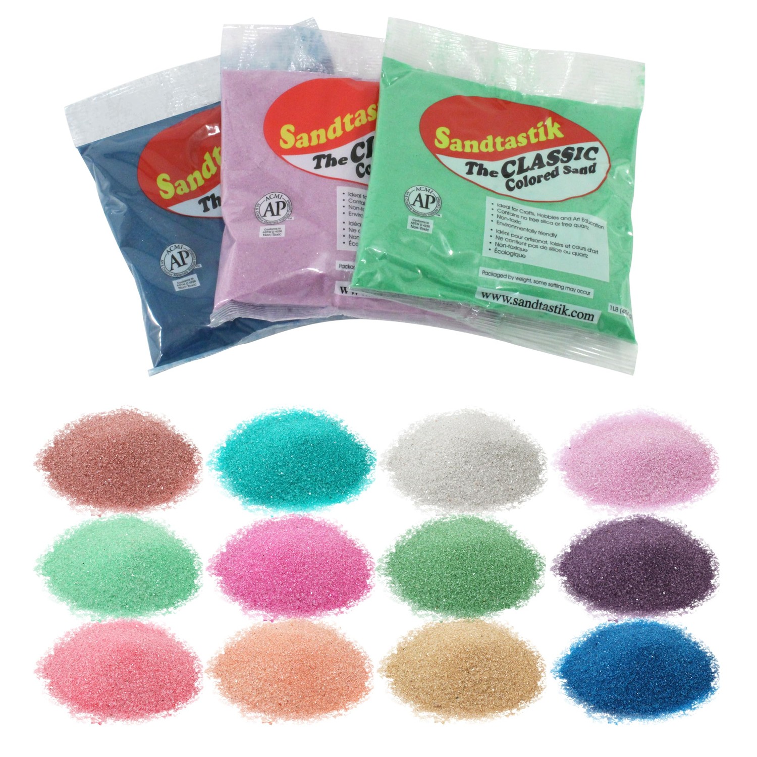 Sandtastik Classic Colored Sand Class Variety Pack #2- Vibrant Rainbow ...