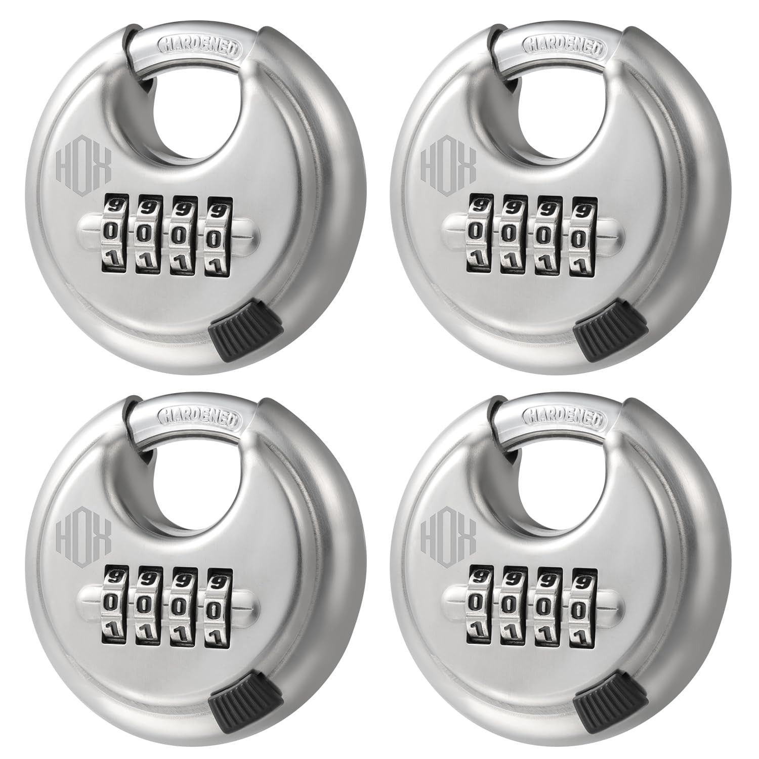 HOX Combination Lock, 4 Digit Disc Padlock with 3/8 Inch Hardened Steel ...