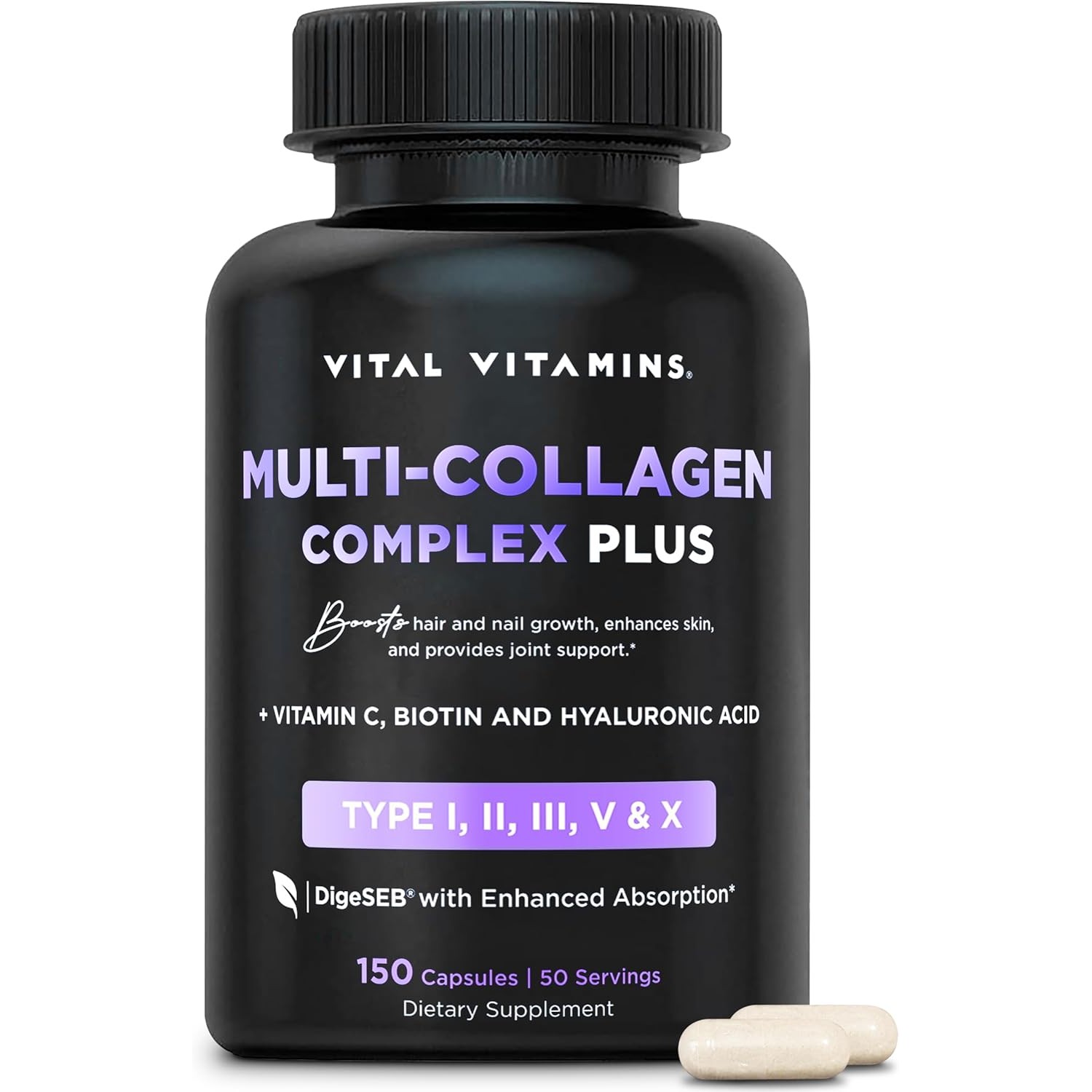 Vital Vitamins Multi Collagen Plus - Biotin, Hyaluronic Acid, Vitamin C ...