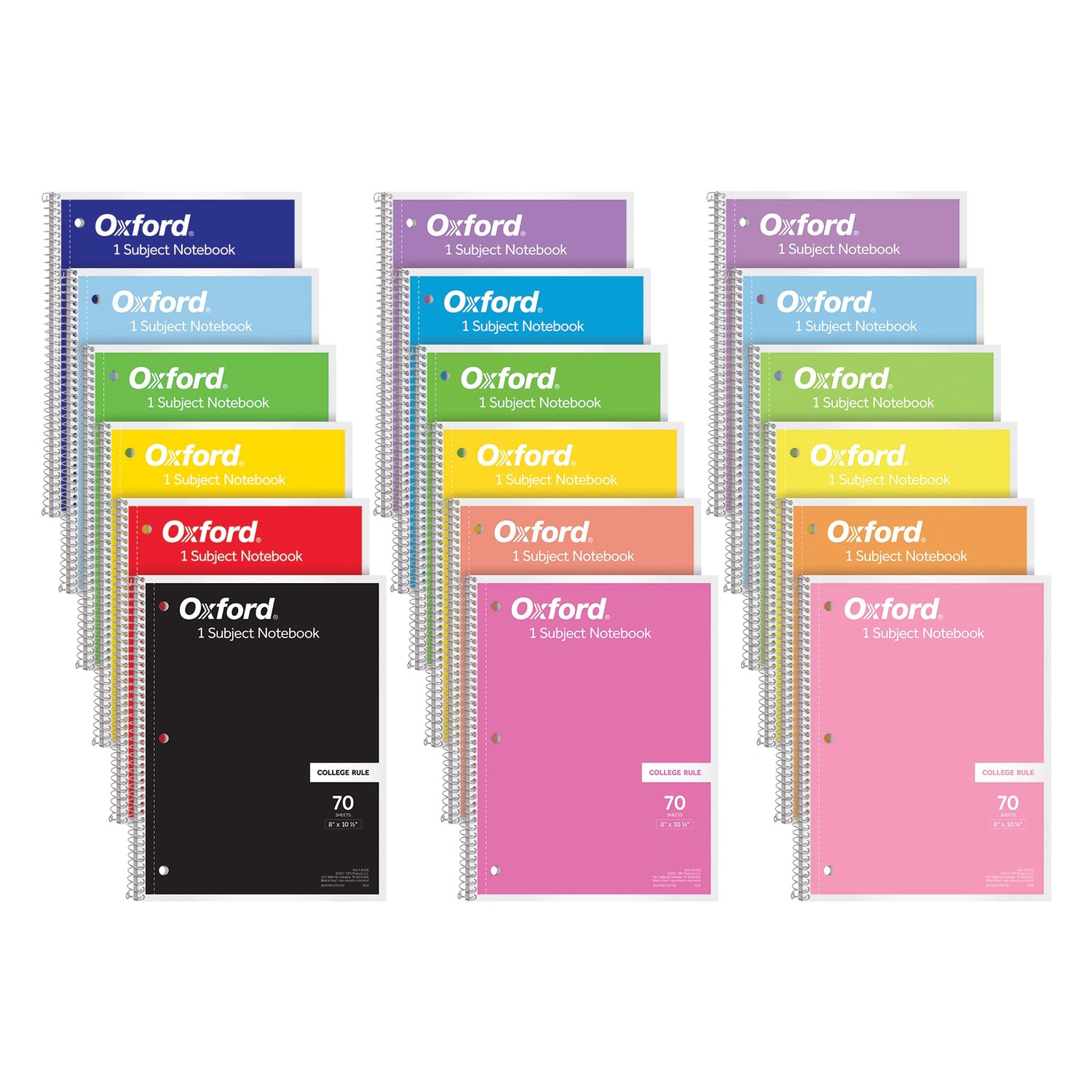 Oxford Spiral Notebook 18 Pack, 1 Subject, College Ruled Paper, 8 x 10 ...