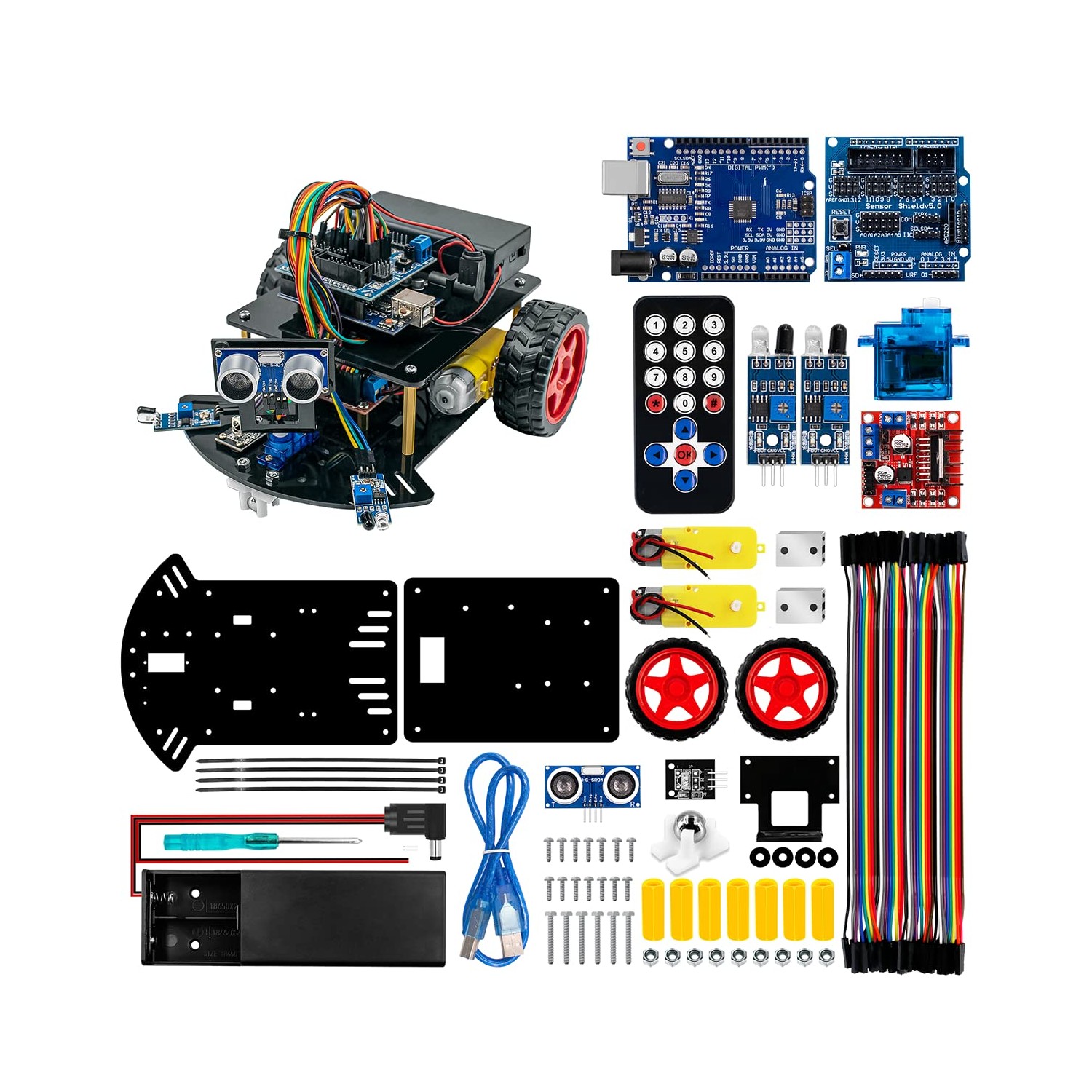 Hosyond Smart Robot Car Kit,2WD Remote Control Car Compatible with Arduino IDE with Tutorail ...