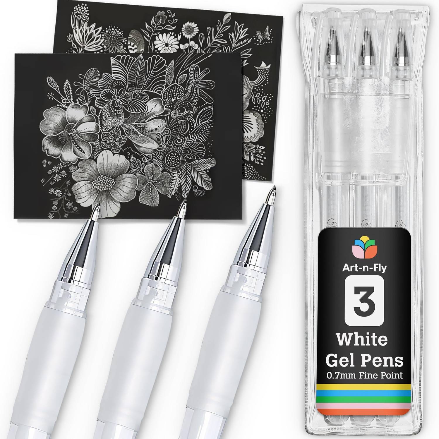 Art-n-Fly White Gel Pens For Black Paper | White Ink Pen for Artists 0 ...