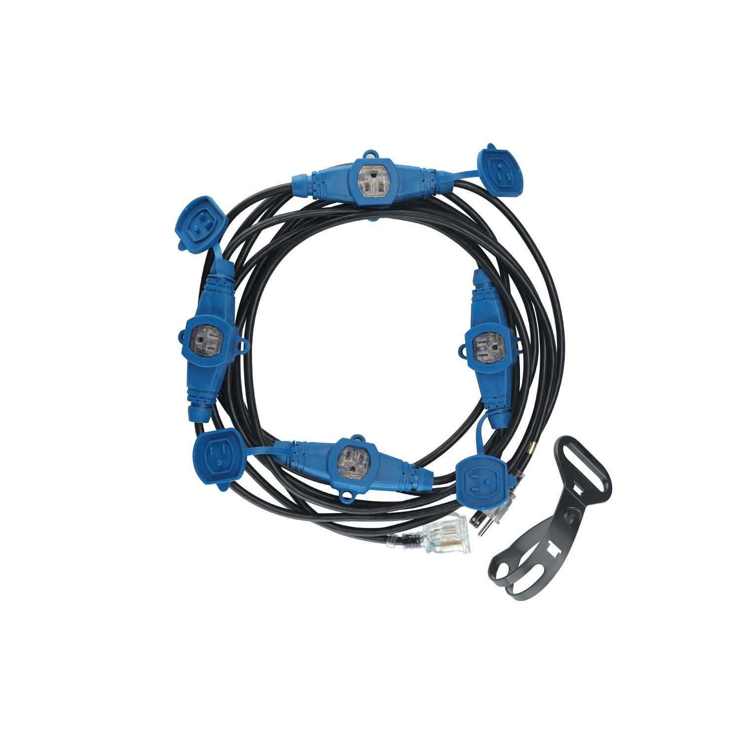 25 Feet Multi Outlet Extension Cord 12 Gauge,5 Nema 5-15R Evenly Spaced ...