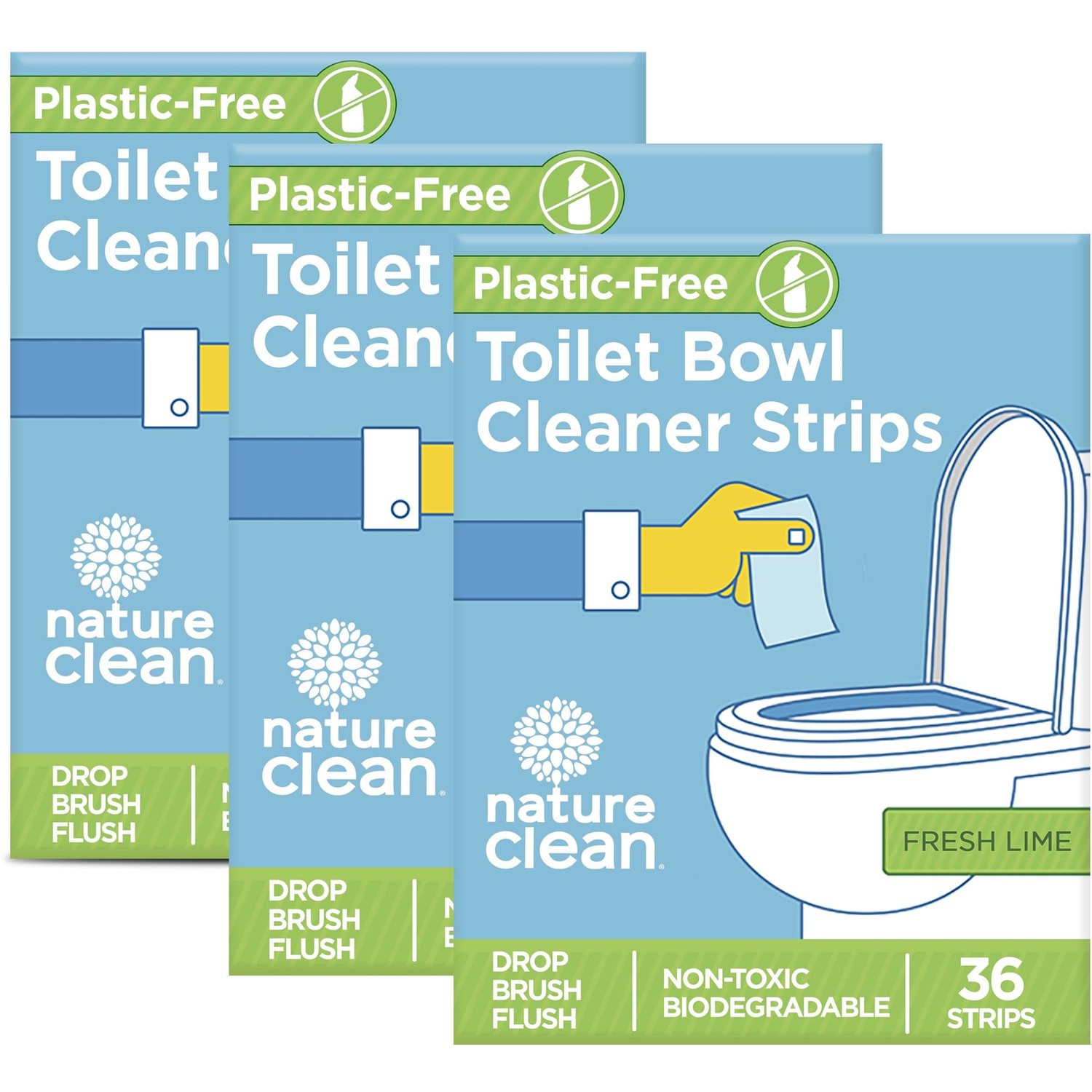 Nature Clean Natural Toilet Bowl Cleaners Strips 3 x 36 count, Plastic ...