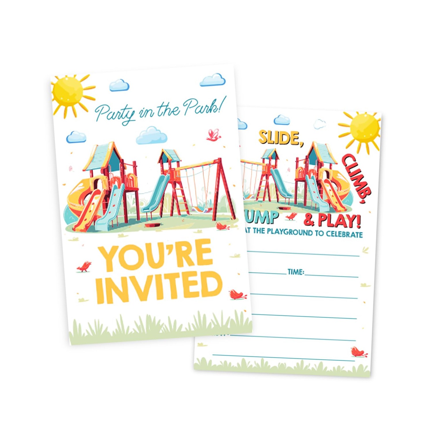 Doguiei Playground Birthday Party Invitations, Park Theme Party ...