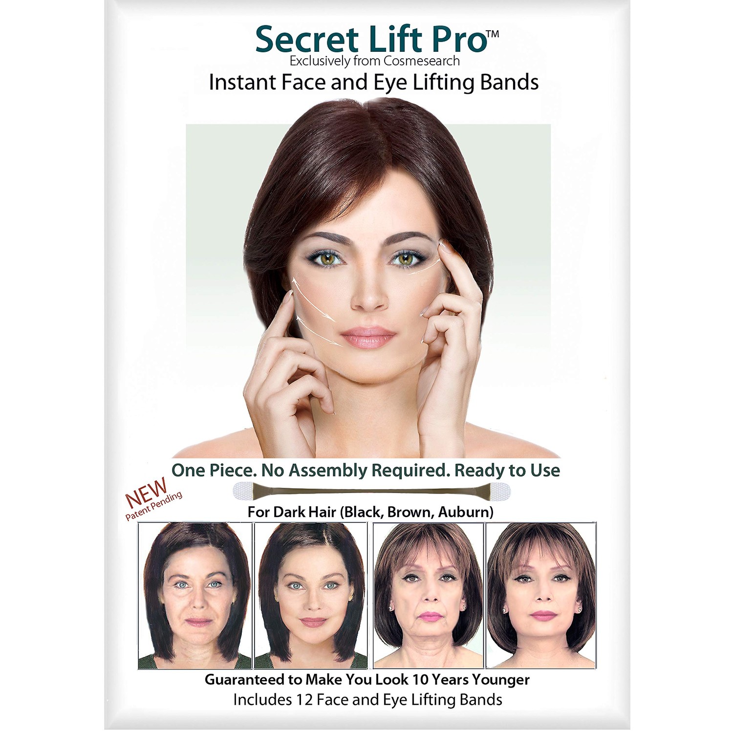 Secret Lift Pro - Pre-Assembled Face and Eye Lift Tapes with Bands One ...