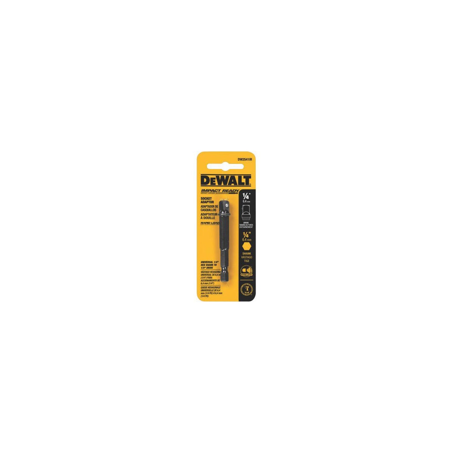 DEWALT DW2541IR 1/4-Inch Hex To 1/4-Inch Square IMPACT READY Socket ...