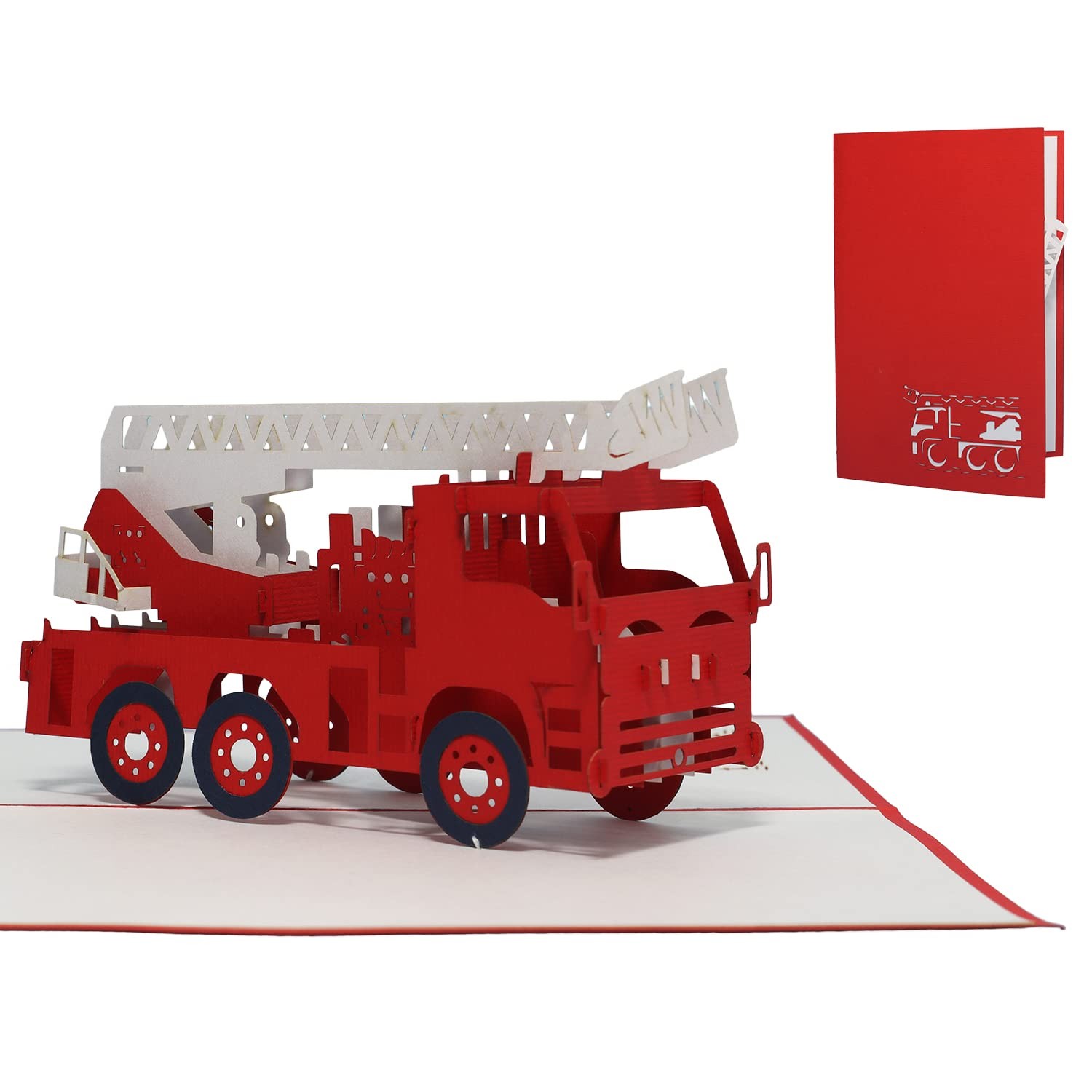 LIN PopUp®, LIN17323, pop-up card, fire engine, birthday card, fire ...