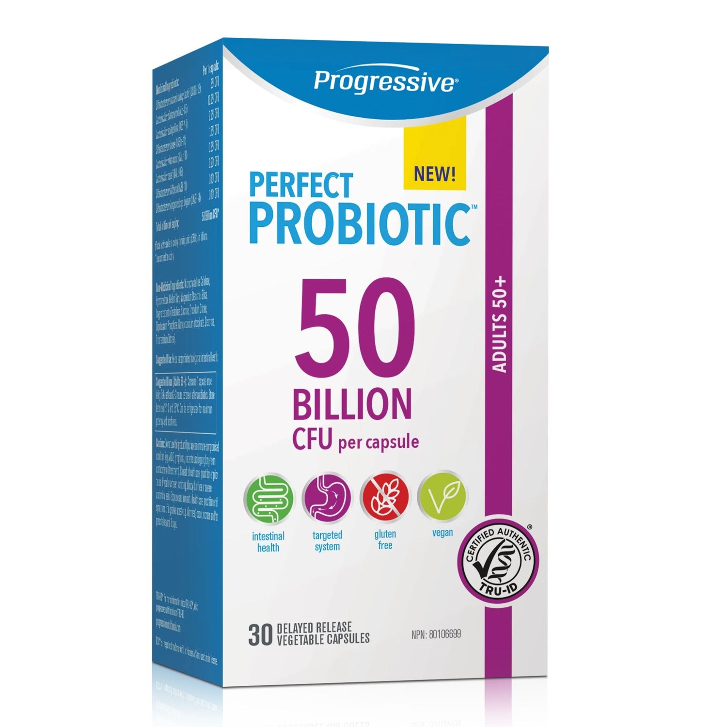Progressive Perfect Probiotic Adult 50+ 50 Billion, Shelf Stable, 30 ...
