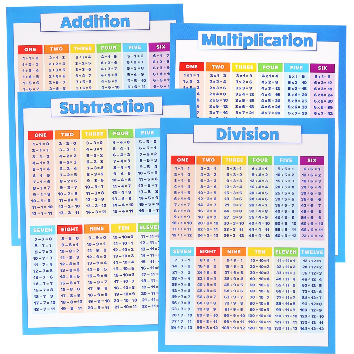 6 Pieces Elementary Math Multiplication Division Addition Subtraction ...