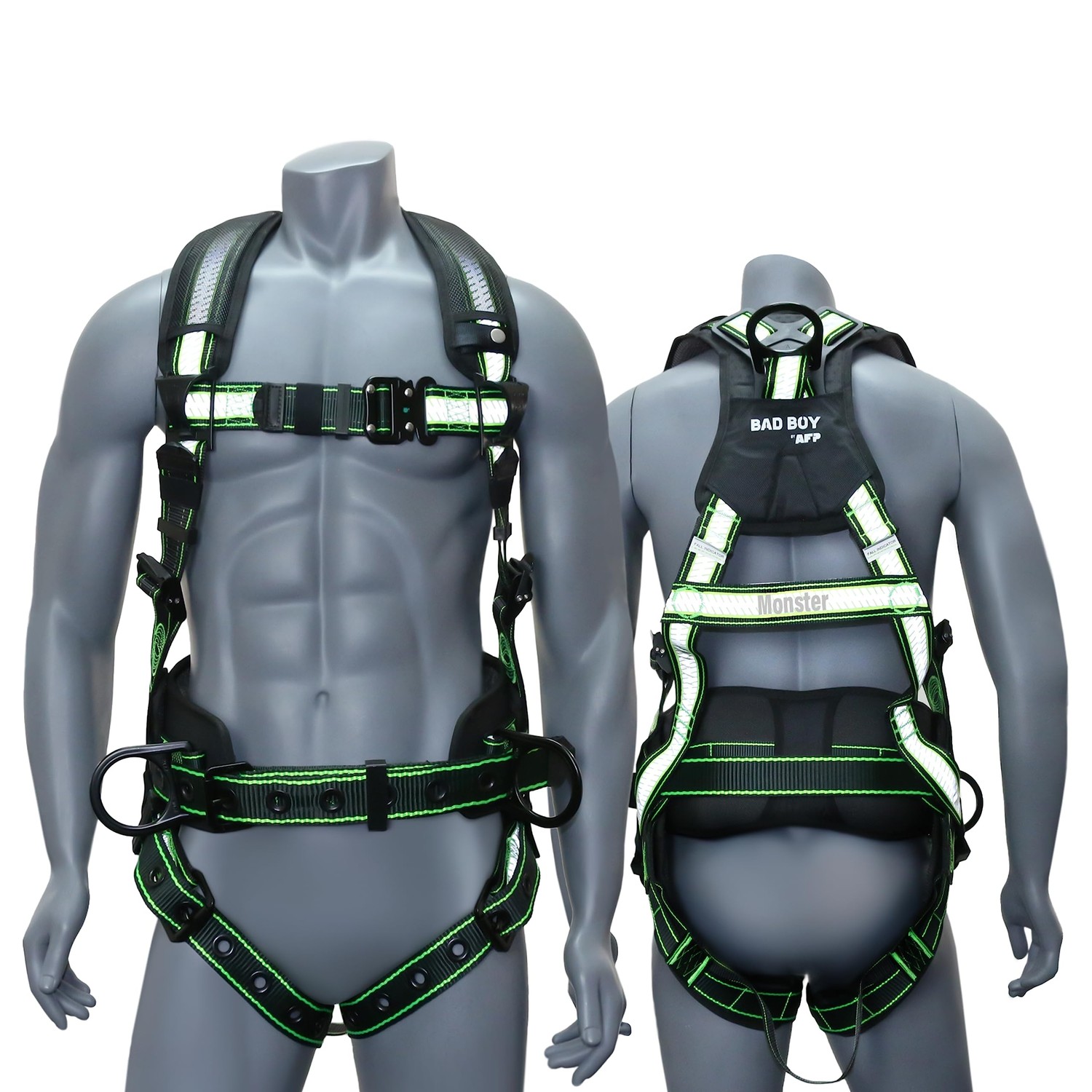 AFP Fall Protection Premium Reflective Black Safety Harness w/Hi-Viz ...