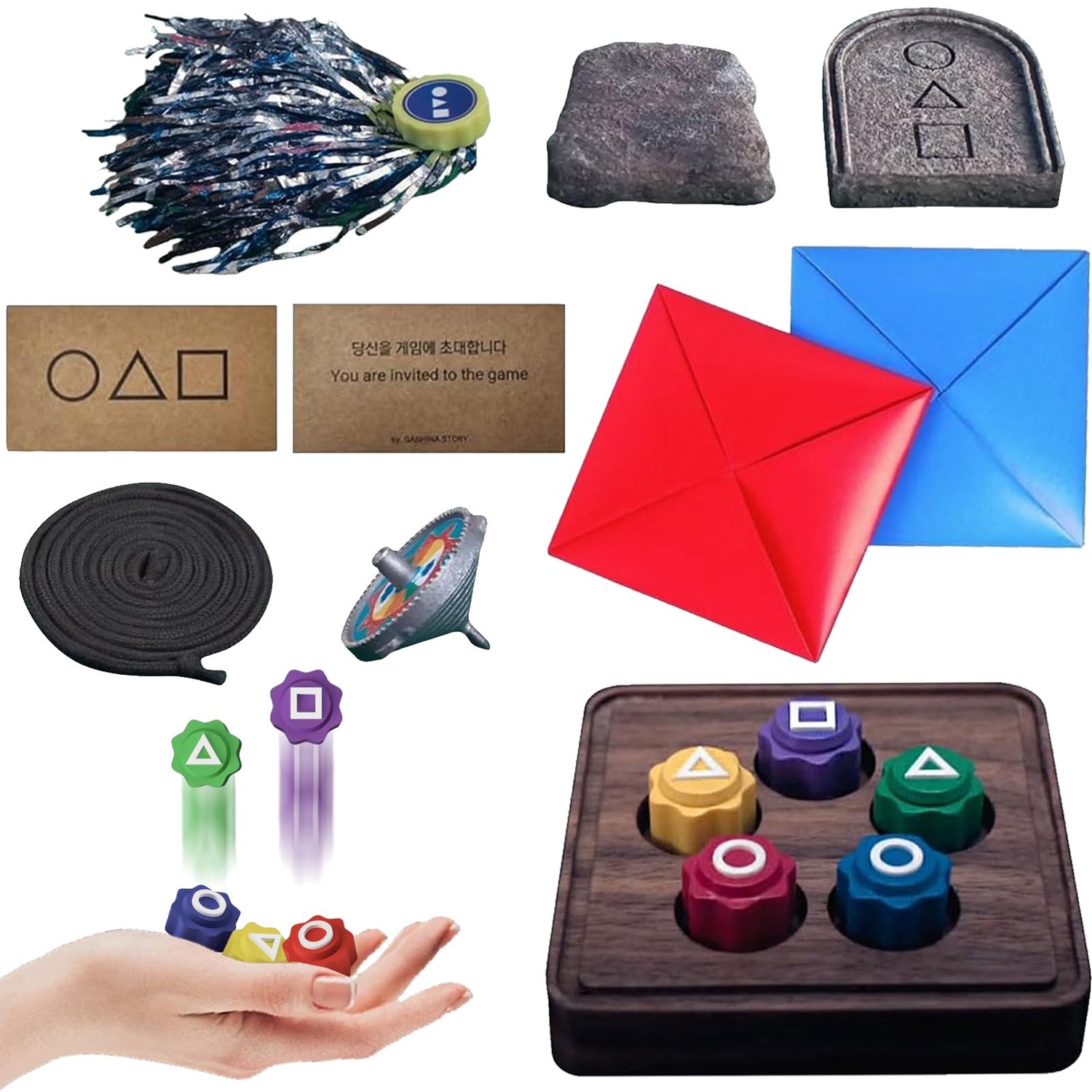 WENAUANG Gonggi Korean Traditional Game Set, Gonggi Stone Pebbles Set ...