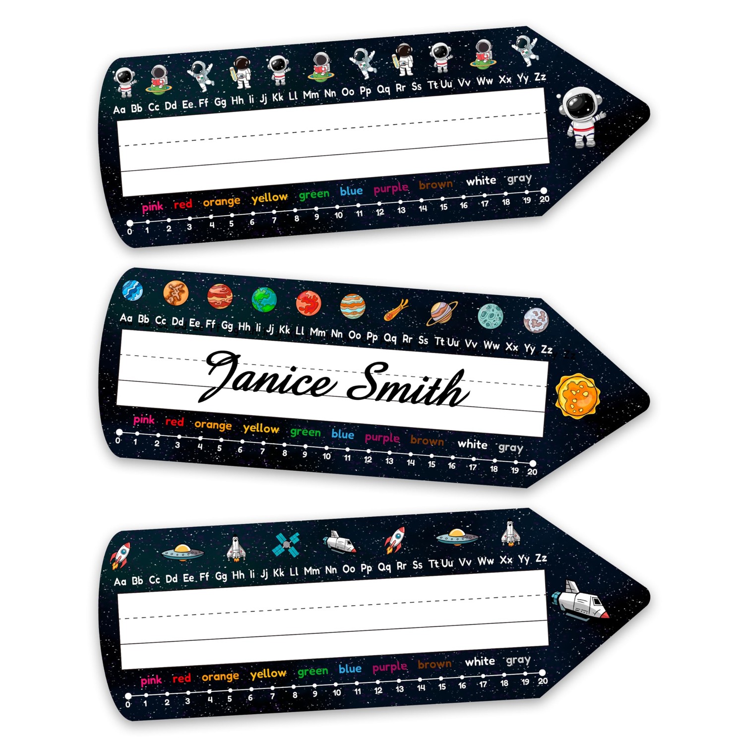 Pencil Name Tags, Self Adhesive Outer Space Themed Name Tags for ...
