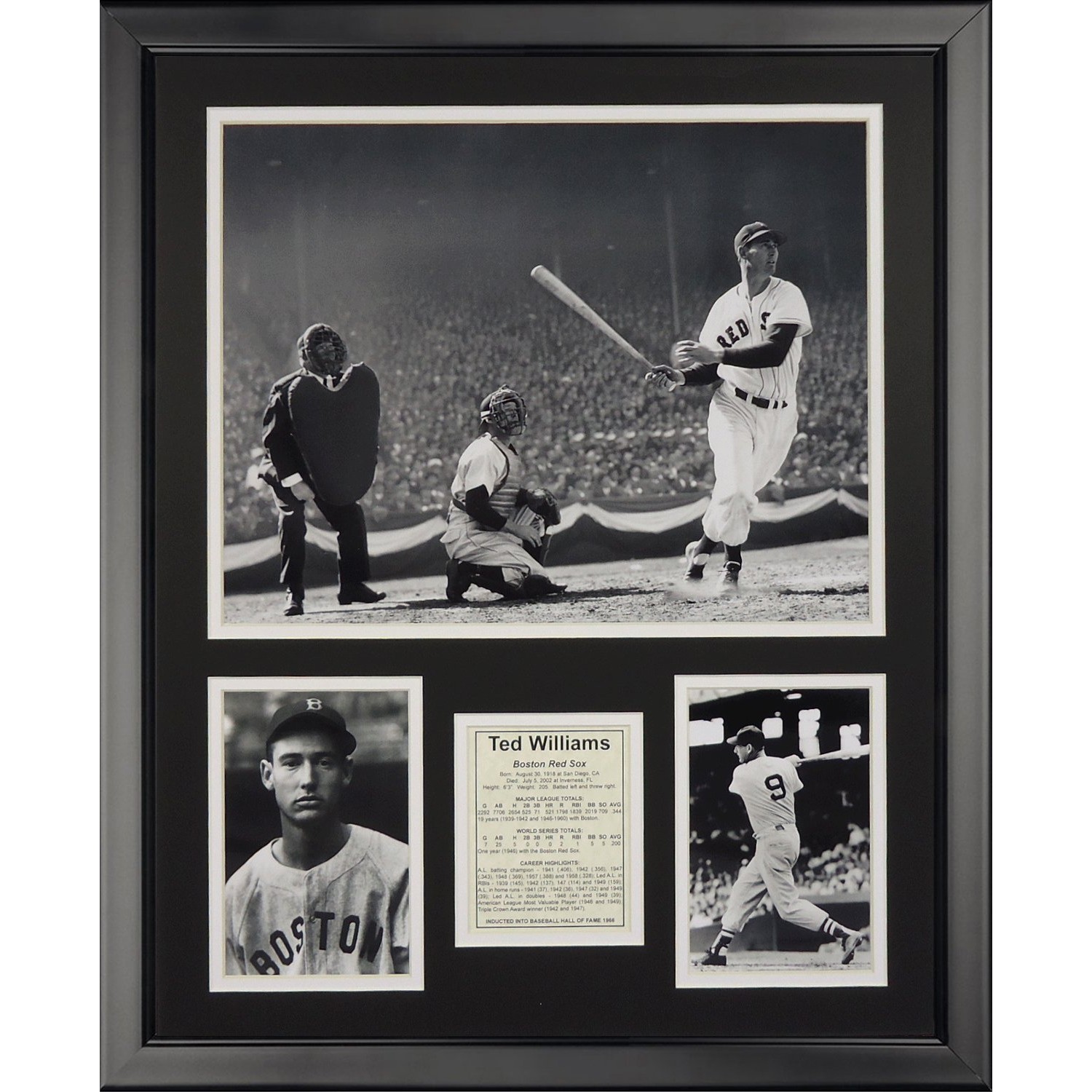 Legends Never Die Ted Williams Black and White Framed Photo Collage, 16 ...