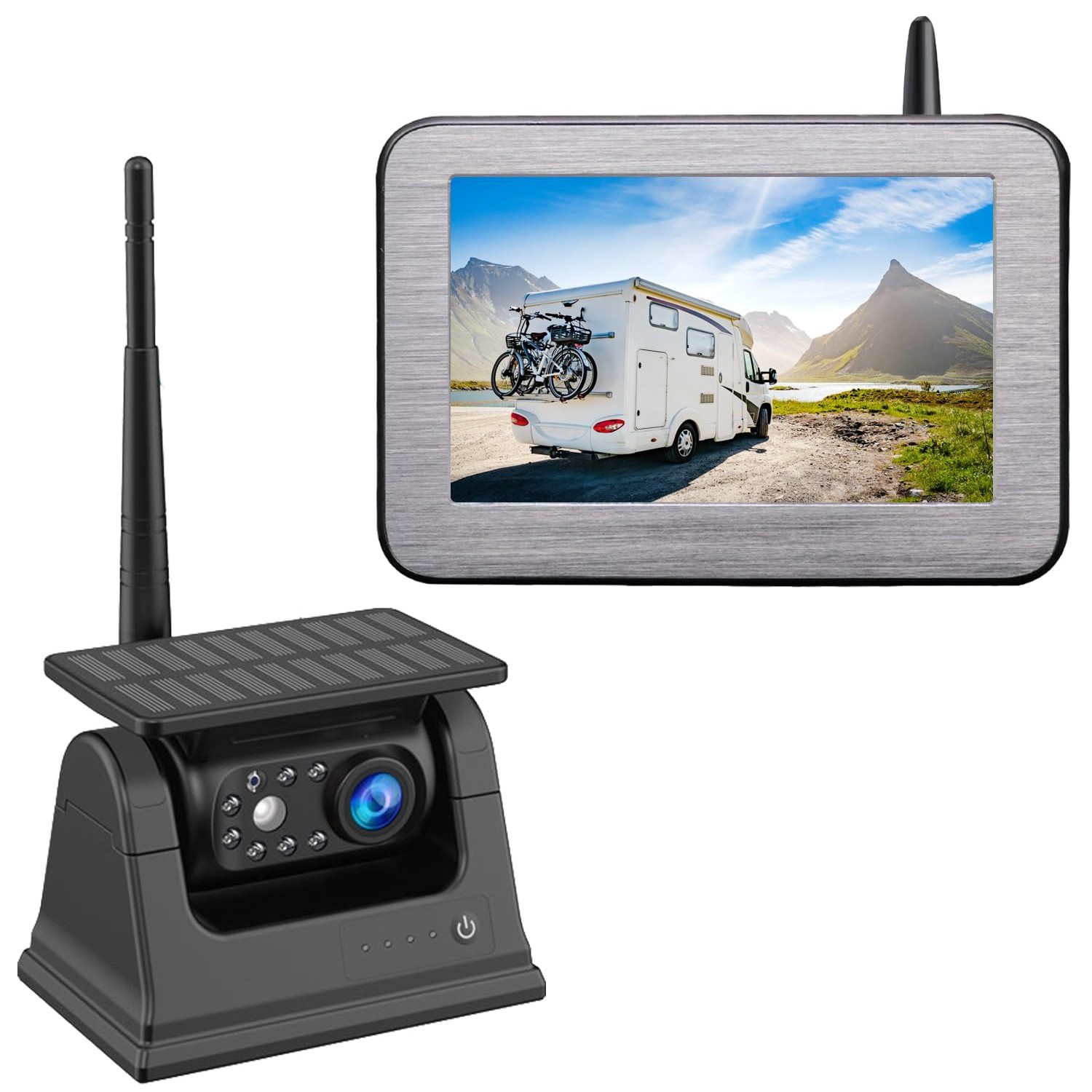 B-Qtech Magnetic Solar Wireless Backup Camera with 5" Monitor System ...