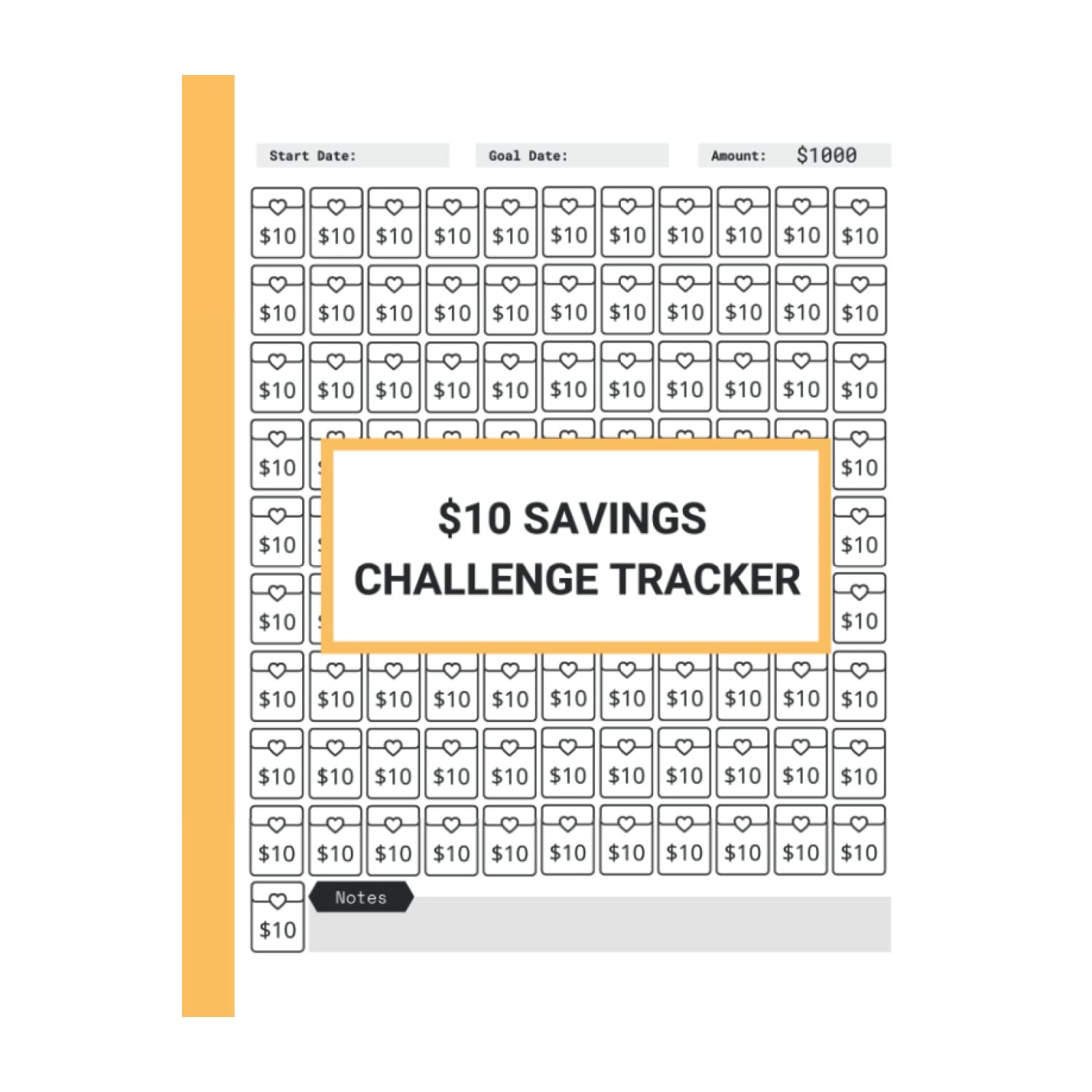 $10 Savings Challenge Tracker: Daily Money Saving Challenge Notebook ...