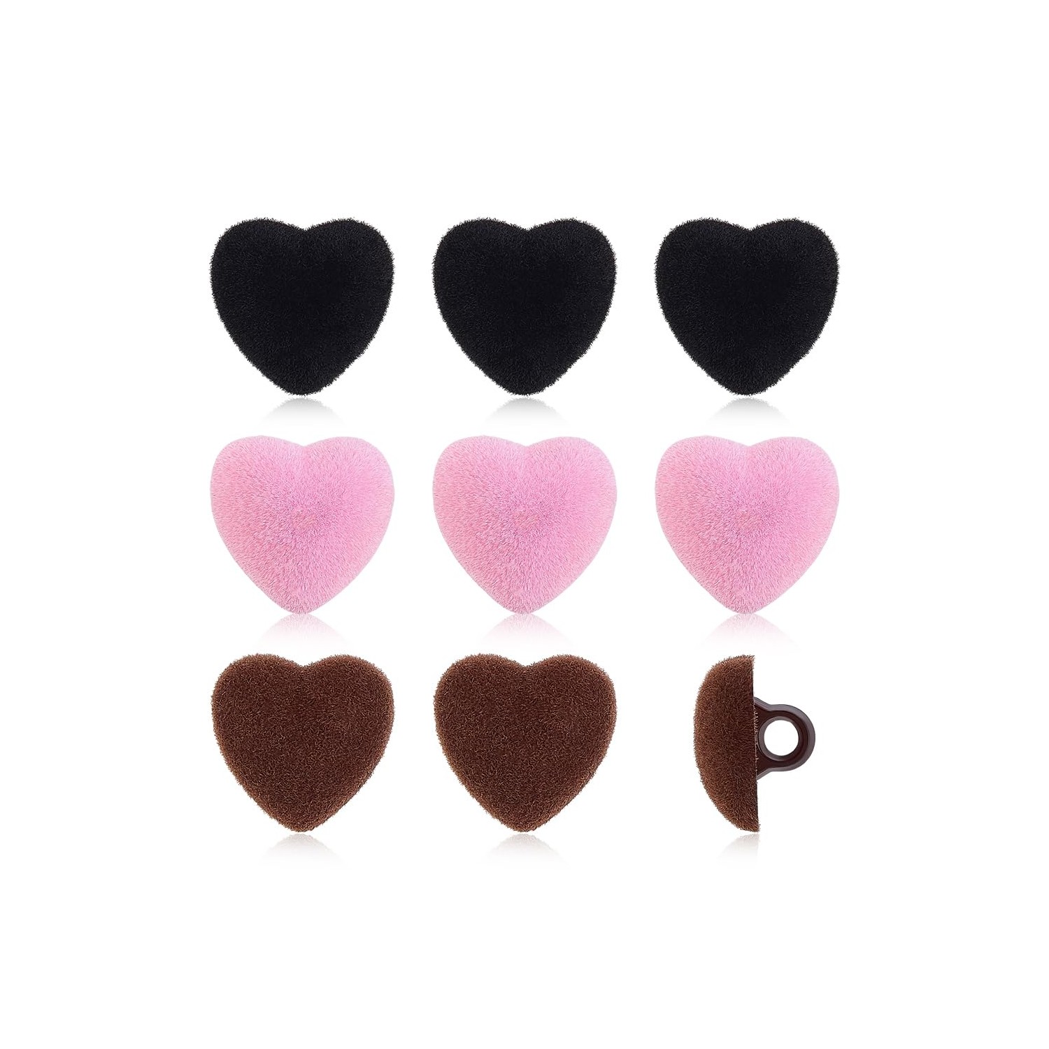 PH PandaHall 36pcs Flocking Safety Noses Buttons Pink Heart Noses Black ...
