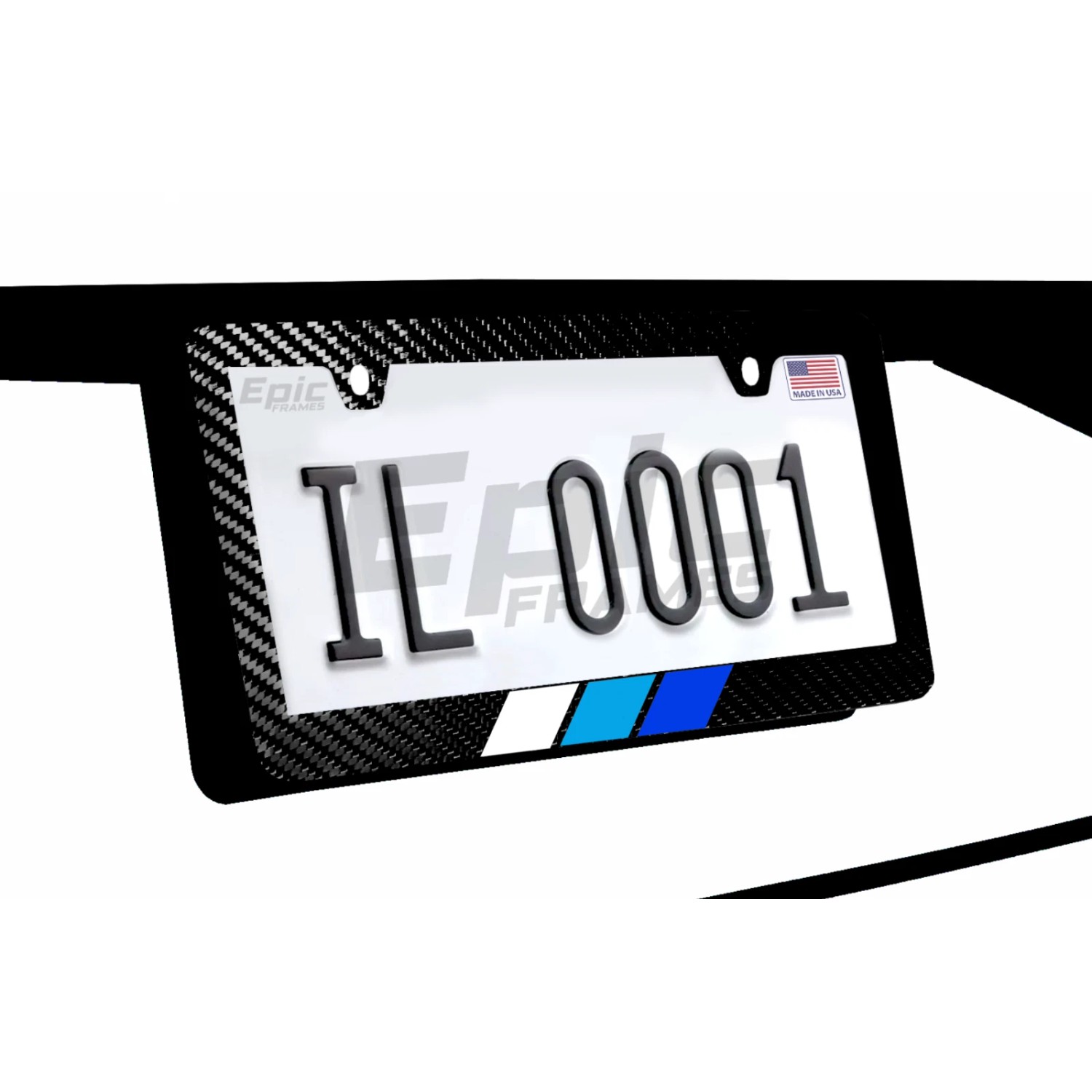 EpicFrames Retro Blue Scheme Hertitage License Plate Frame Carbon Fiber ...