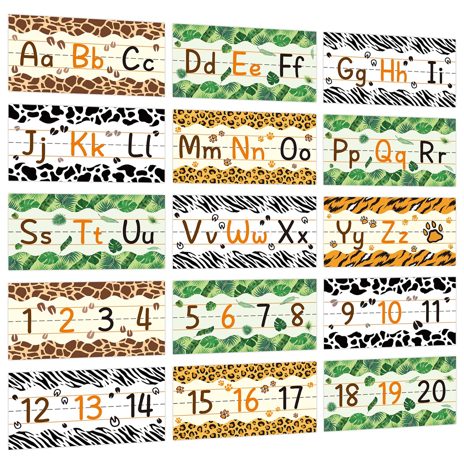 TICIAGA 15PCS Safari Animal Alphabet Line Bulletin Board Set, Jungle ...