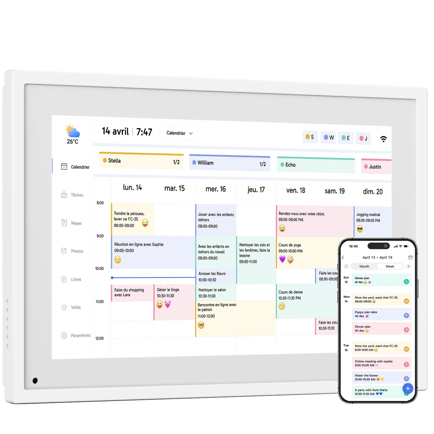10.1" Digital Calendar Chore Chart – 1080P Full HD Interactive ...