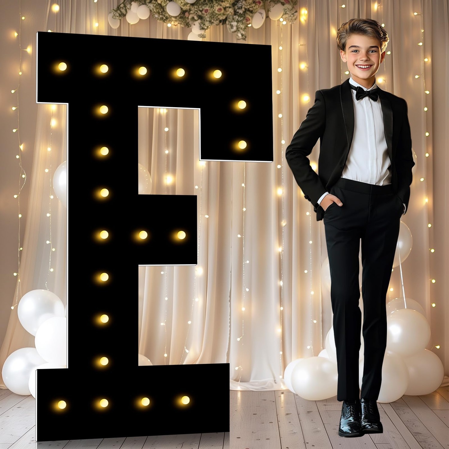 4 FT Marquee Letters, Black Giant Marquee Light Up Letters F, Large ...