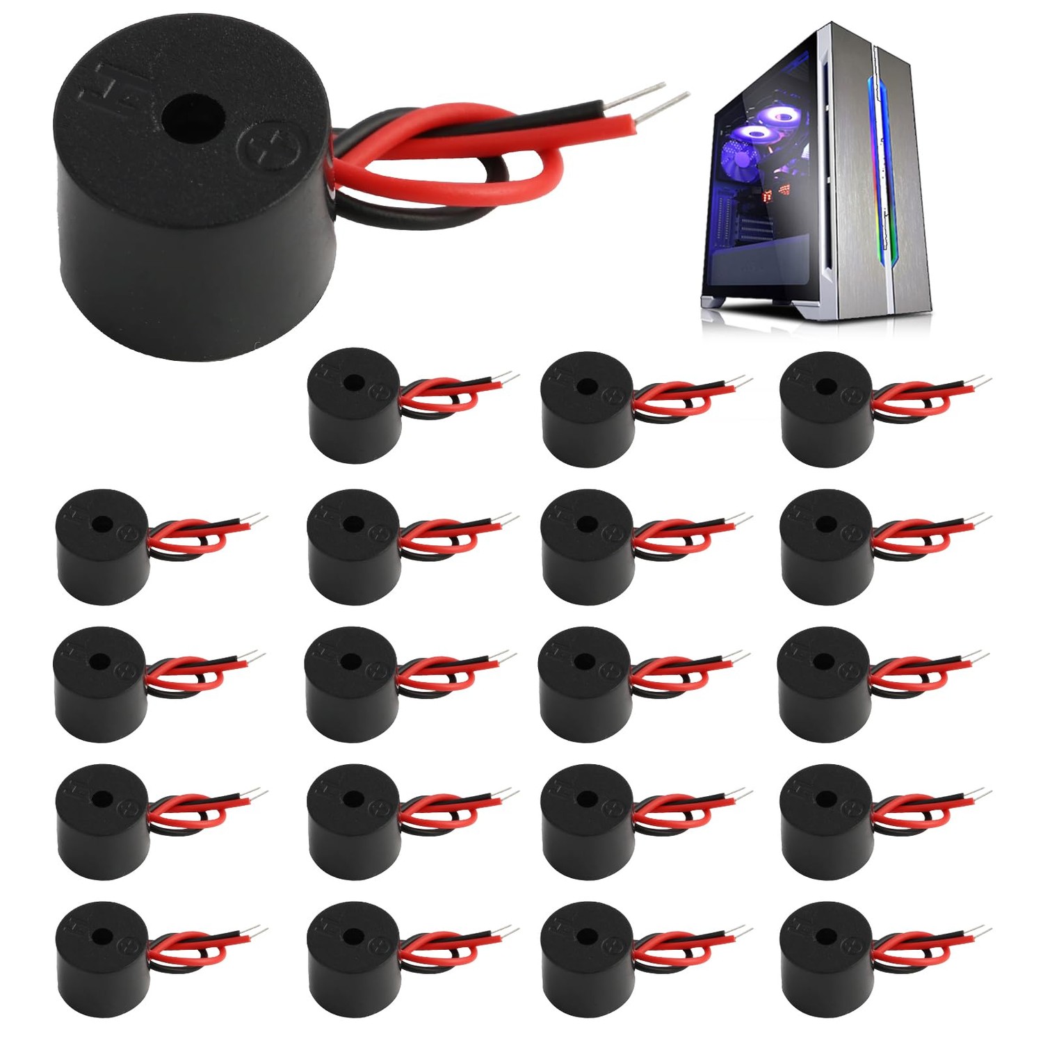Pack of 20 Electronic Active Buzzer, 3-12 V Piezo Buzzer Alarm 85 dB ...