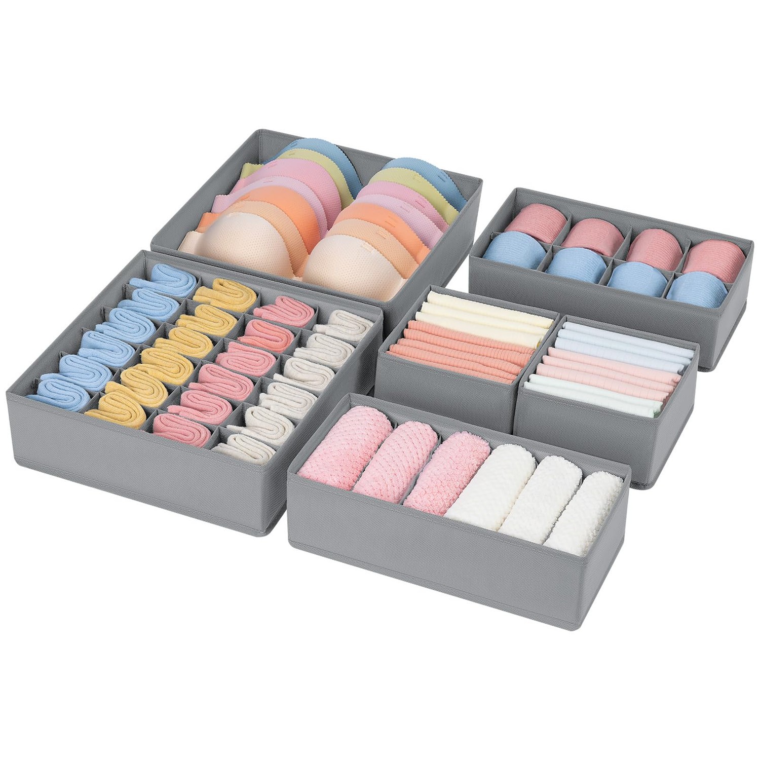 Joyoldelf Drawer Organiser - 6 Pack Foldable Drawer Dividers for Bras ...