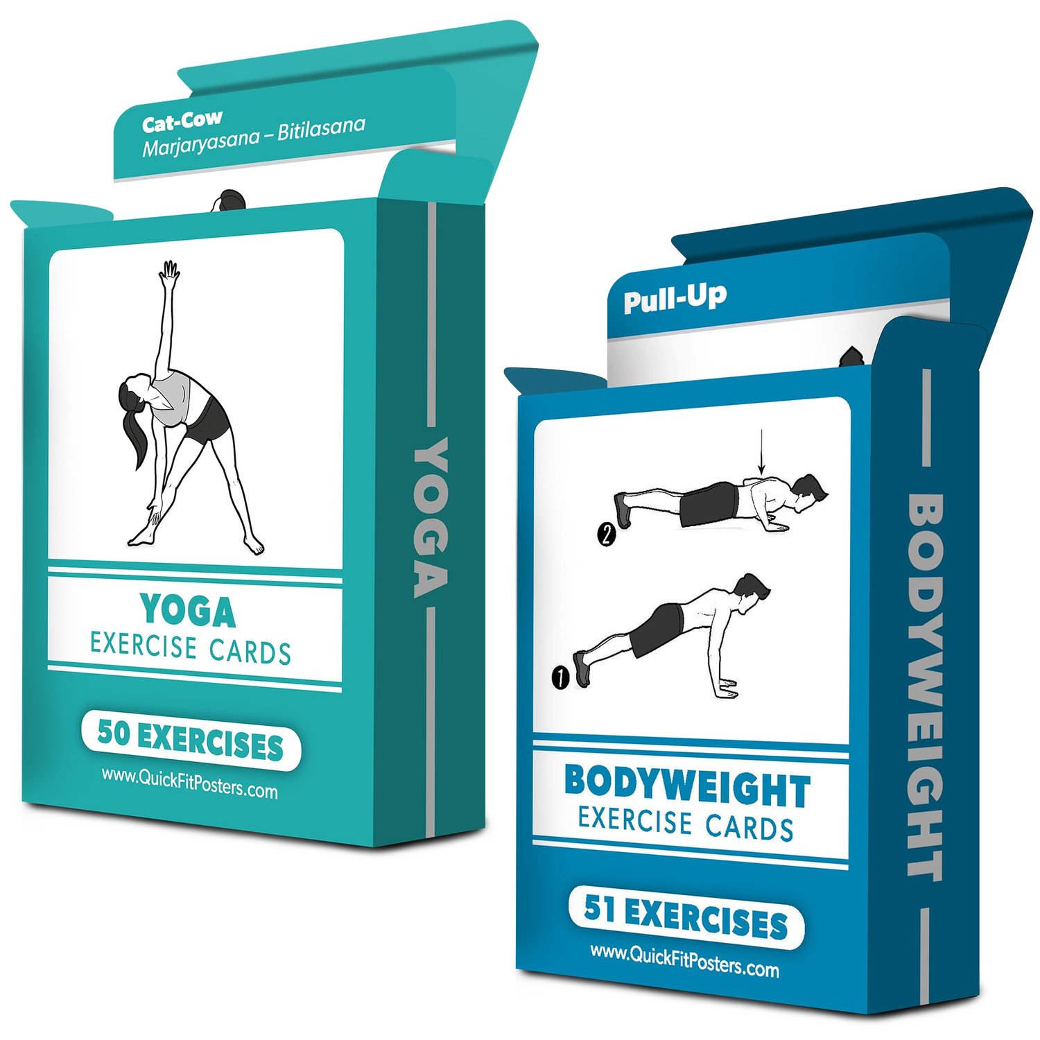 2 Pack - Bodyweight & Yoga Pose Exercise Cards - Fitness Workout ...