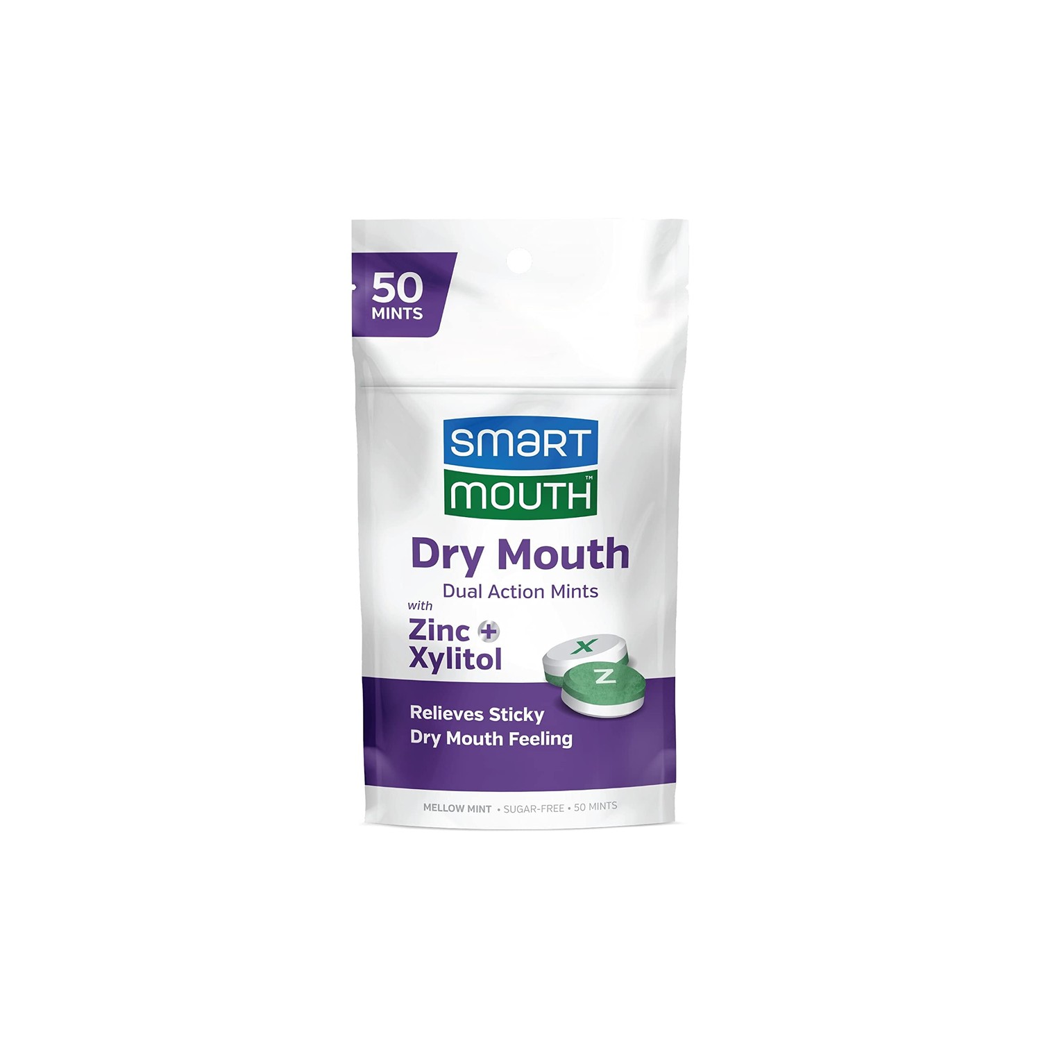 SmartMouth Dry Mouth Dual-Action Mints - Sugar-Free Breath Mints - 50 ...