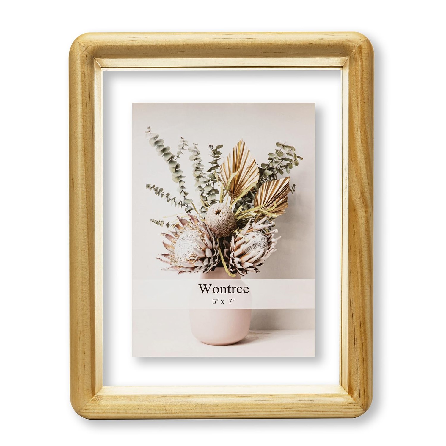 Wontree 7x9 Floating Picture Frame, Nature Pine Wood with Double Sided ...