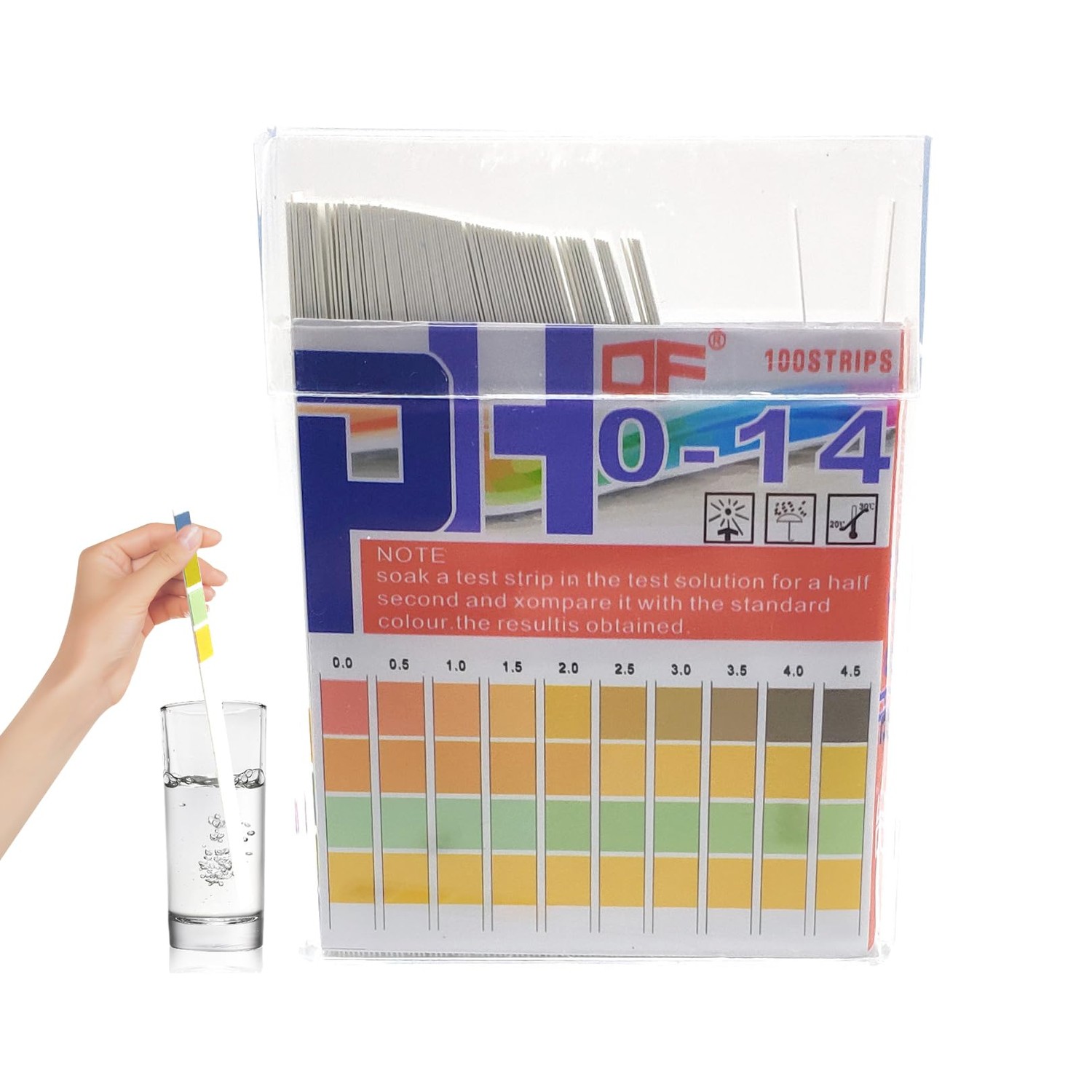 Pack of 100 pH Test Strips, Four Colour pH Acid Base Test Paper (Ph ...