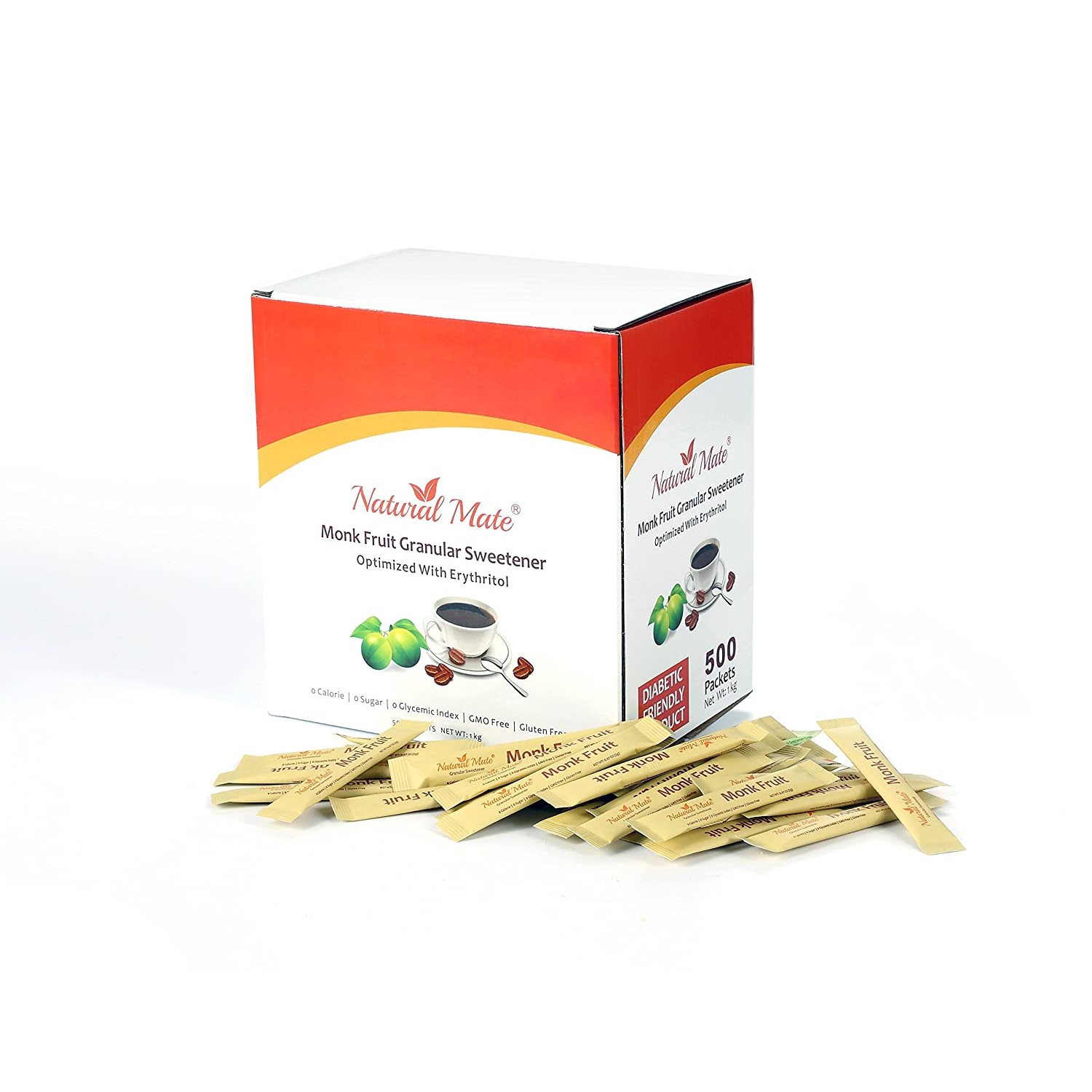Natural Mate Monk Fruit Sweetener Packets, 500 Count (2 grams/packet ...