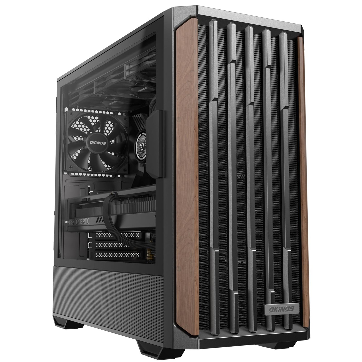 Okinos Genuine Walnut Wood PC Case, Support 360mm Radiator on Top, Pre ...
