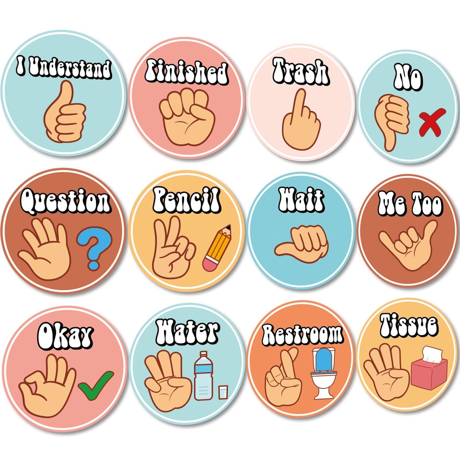 Naozinebi 12 PCS Boho Seat Signals Posters Classroom Hand Signals ...