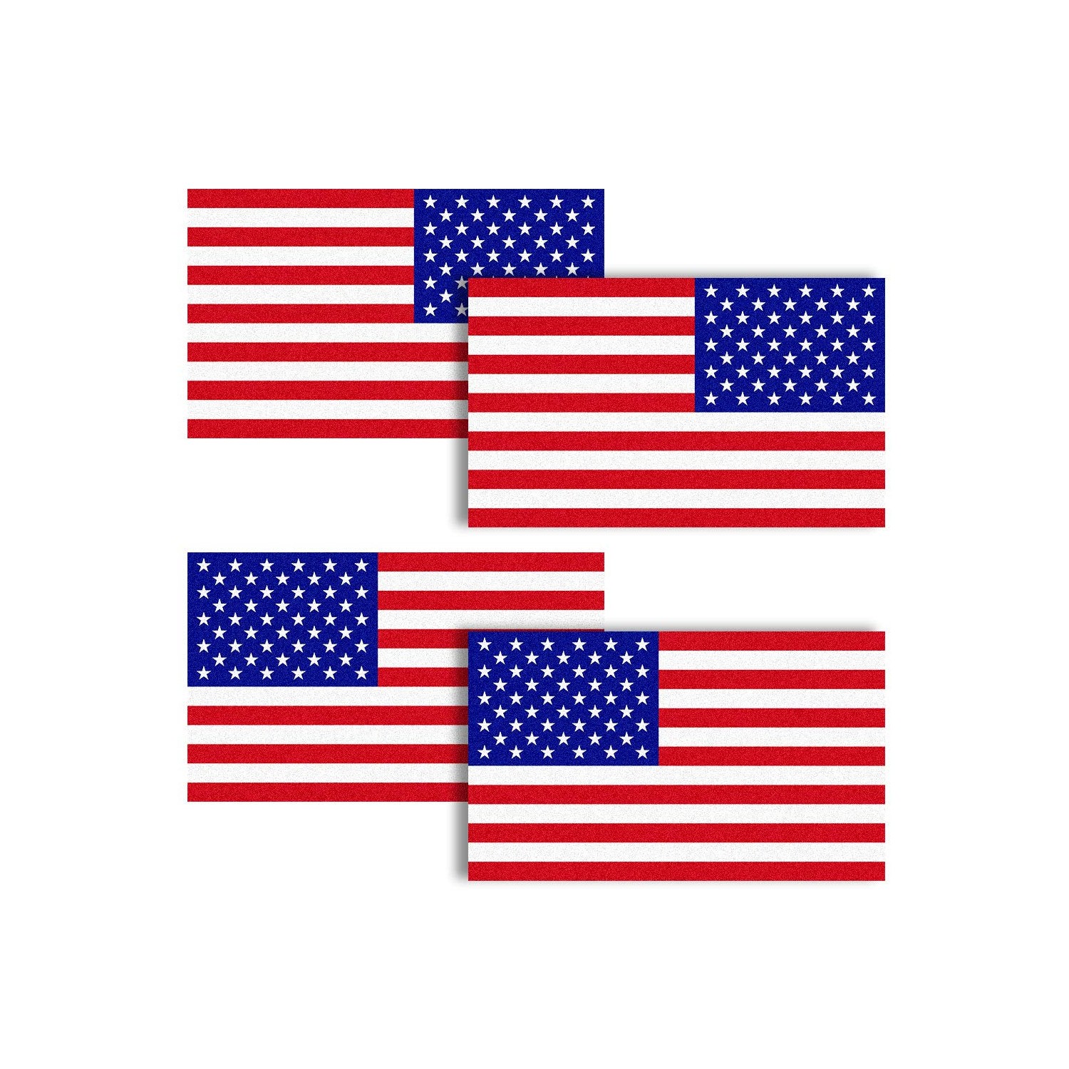 Reflective Full Color American Flag Stickers 2 Pairs Bundle 3" X 5 ...