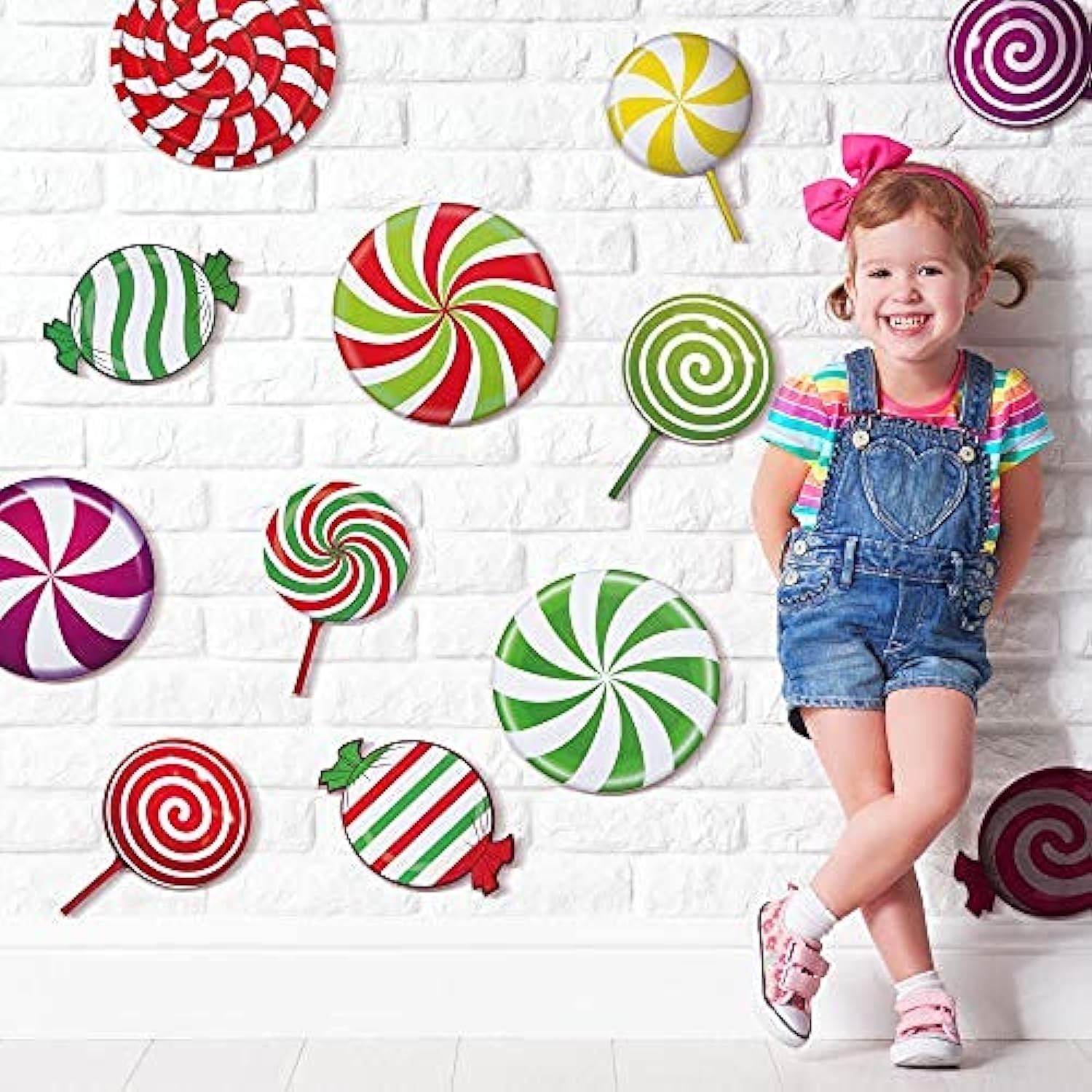 30 Pieces Peppermint Floor Stickers Colorful Candies Round Lollipop ...