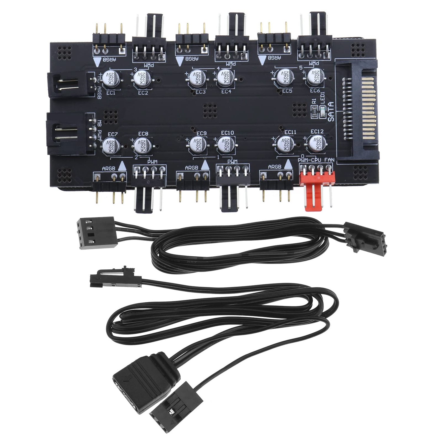 Create idea 12V 4 Pin PWM & 5V 3 Pin ARGB Hub with SATA 15 Pin Power 2 ...