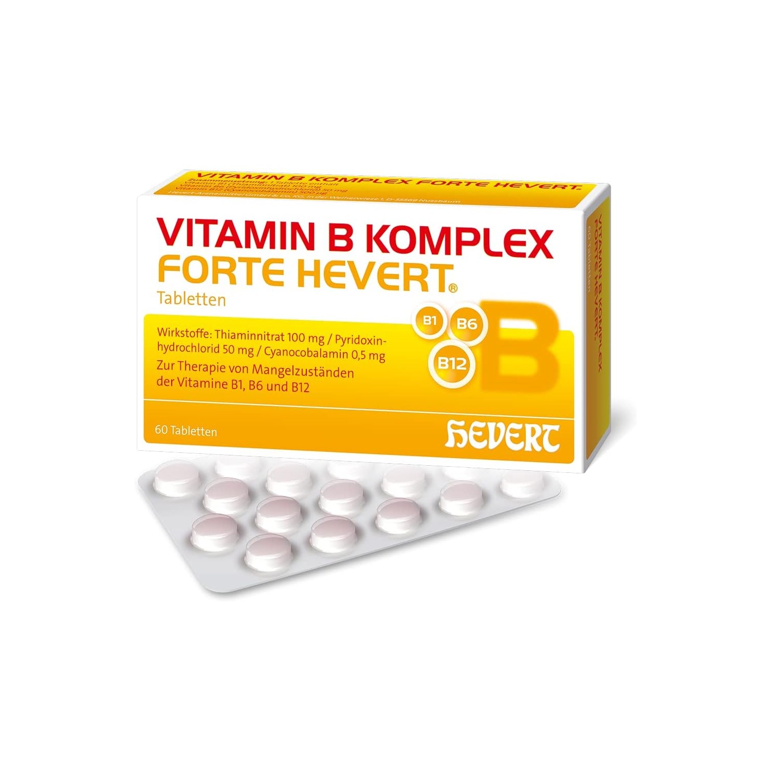 Vitamin B Complex Forte Hevert, 100 mg/ 50 mg/ 0.5 mg, Tablets, Pack of ...