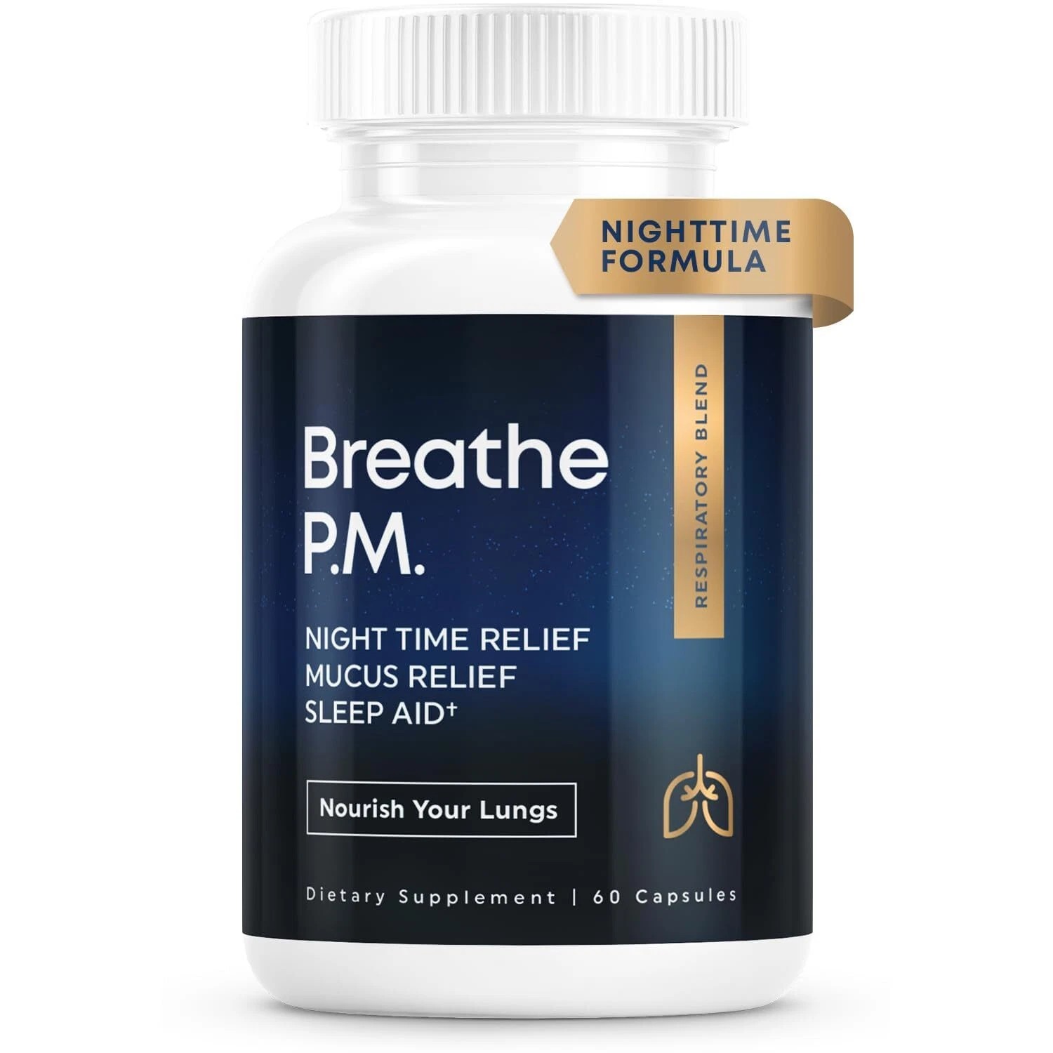 Herbalteatherapy BREATHE PM Nighttime 6-IN-1 Mullein Capsules For Lungs ...