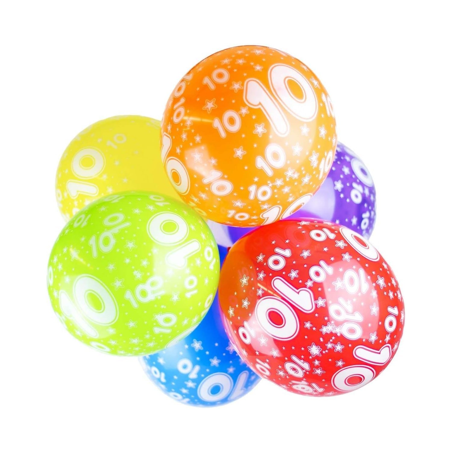 Happium 10th Birthday 12" Multicoloured Numbers Printed Latex Age ...