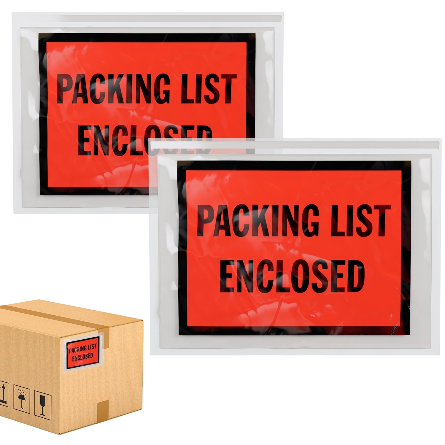 ABC Packing List Enclosed Pouches 7 x 5 Inch. 1000 Pack Clear, Red ...