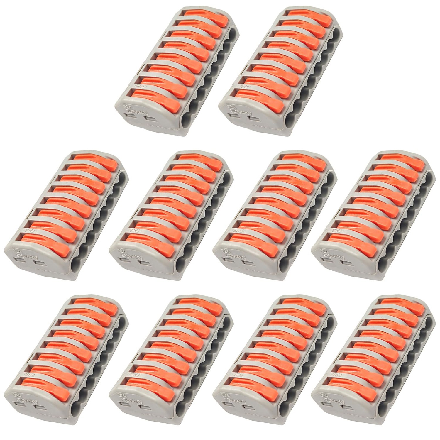 Pack of 10 Cable Connectors with Lever, 8-Pin Lustre Terminals, 250V ...