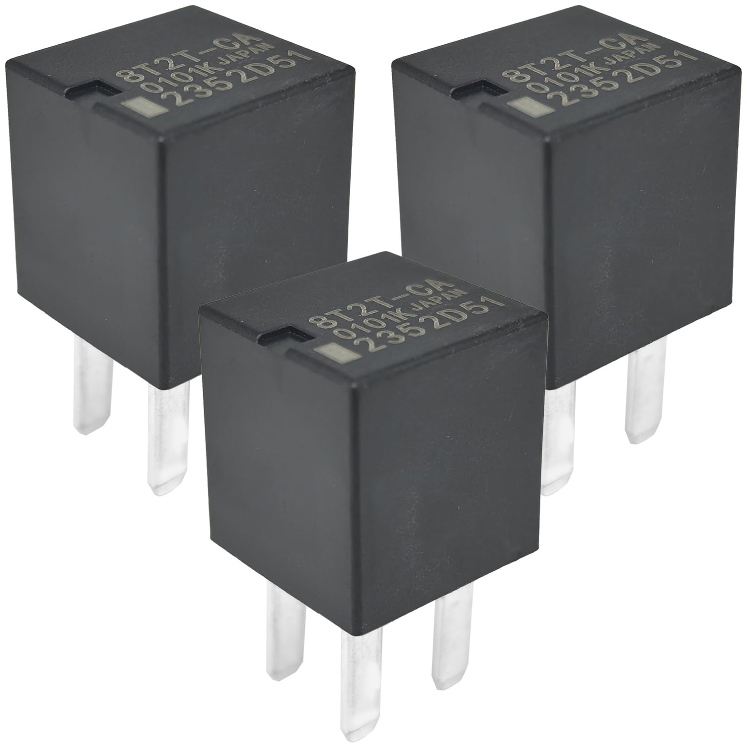 3-Pack 8T2T-CA Relay - 12VDC 20A 4-Pin SPST Automotive Power Relay ...