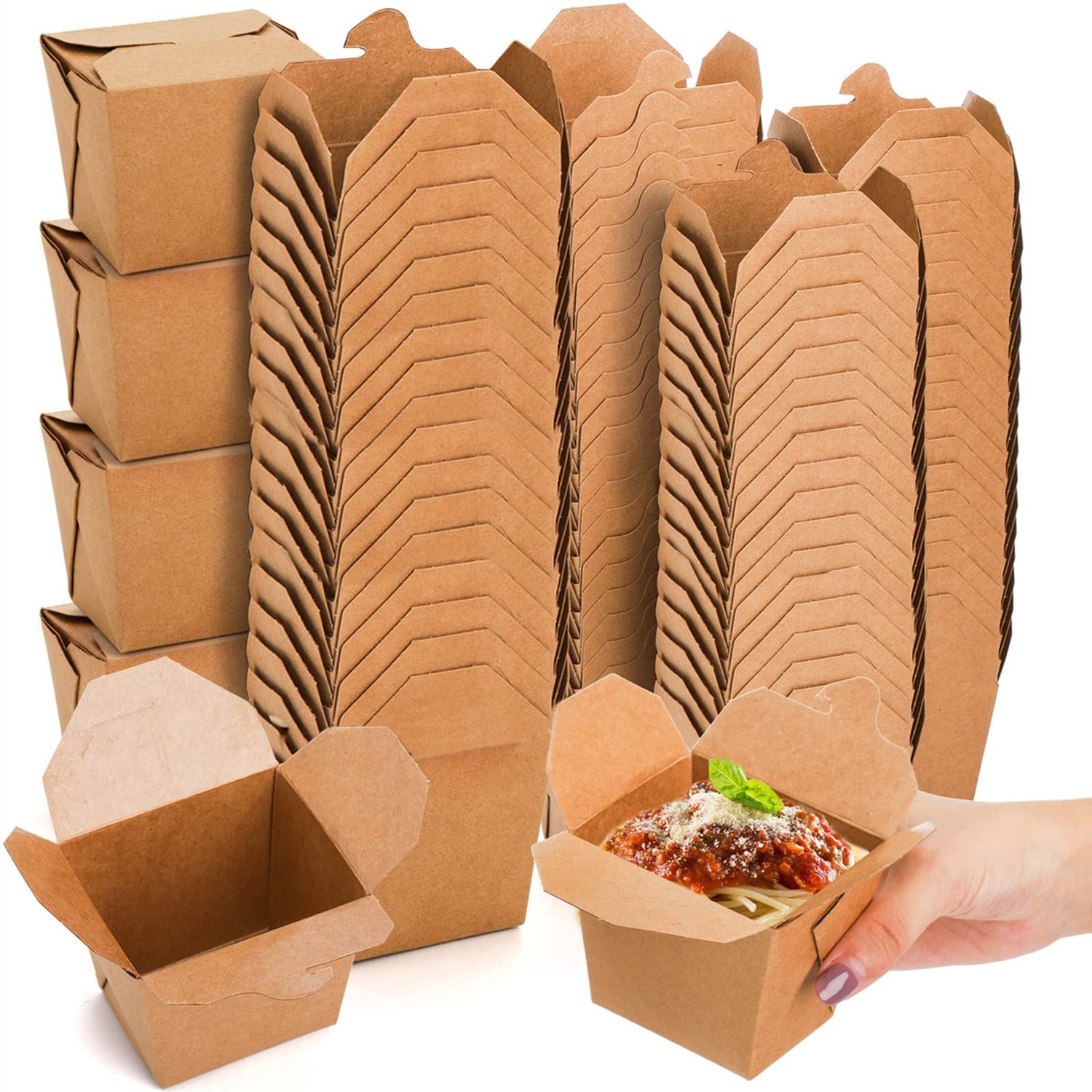 DEAYOU 100 Pack Mini Chinese Take Out Boxes, 8 OZ Kraft Paperboard Food ...