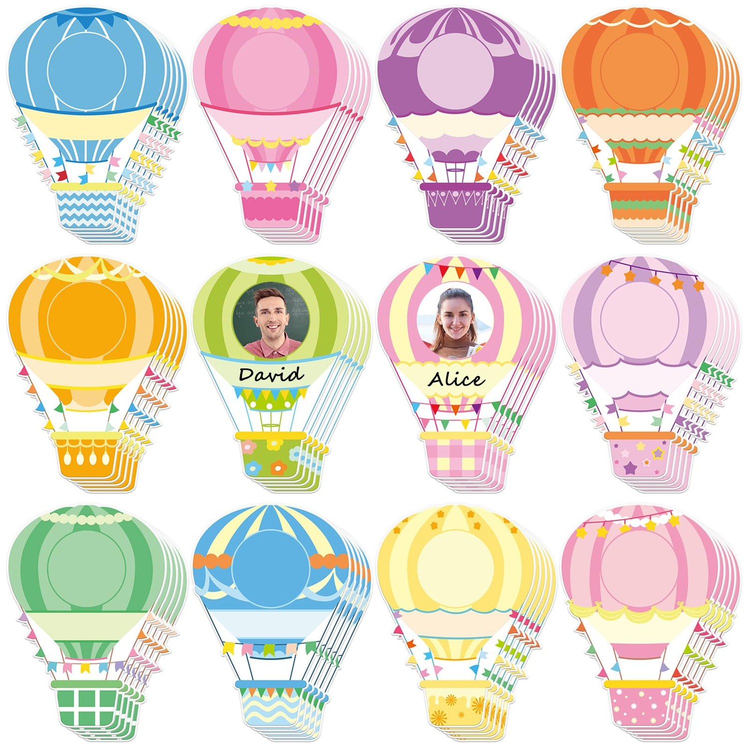 Fuutreo 60 Pcs Hot Air Balloons Cutouts Colorful Hot Air Balloons DIY ...