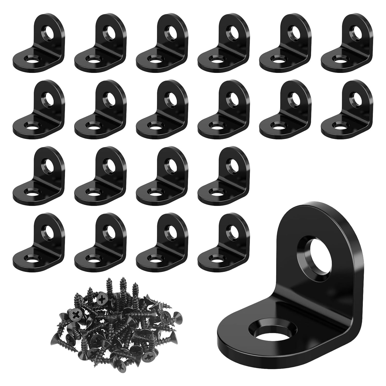 20 Pcs Black Angle Brackets, 20 x 20mm Stainless Steel L Brackets for ...