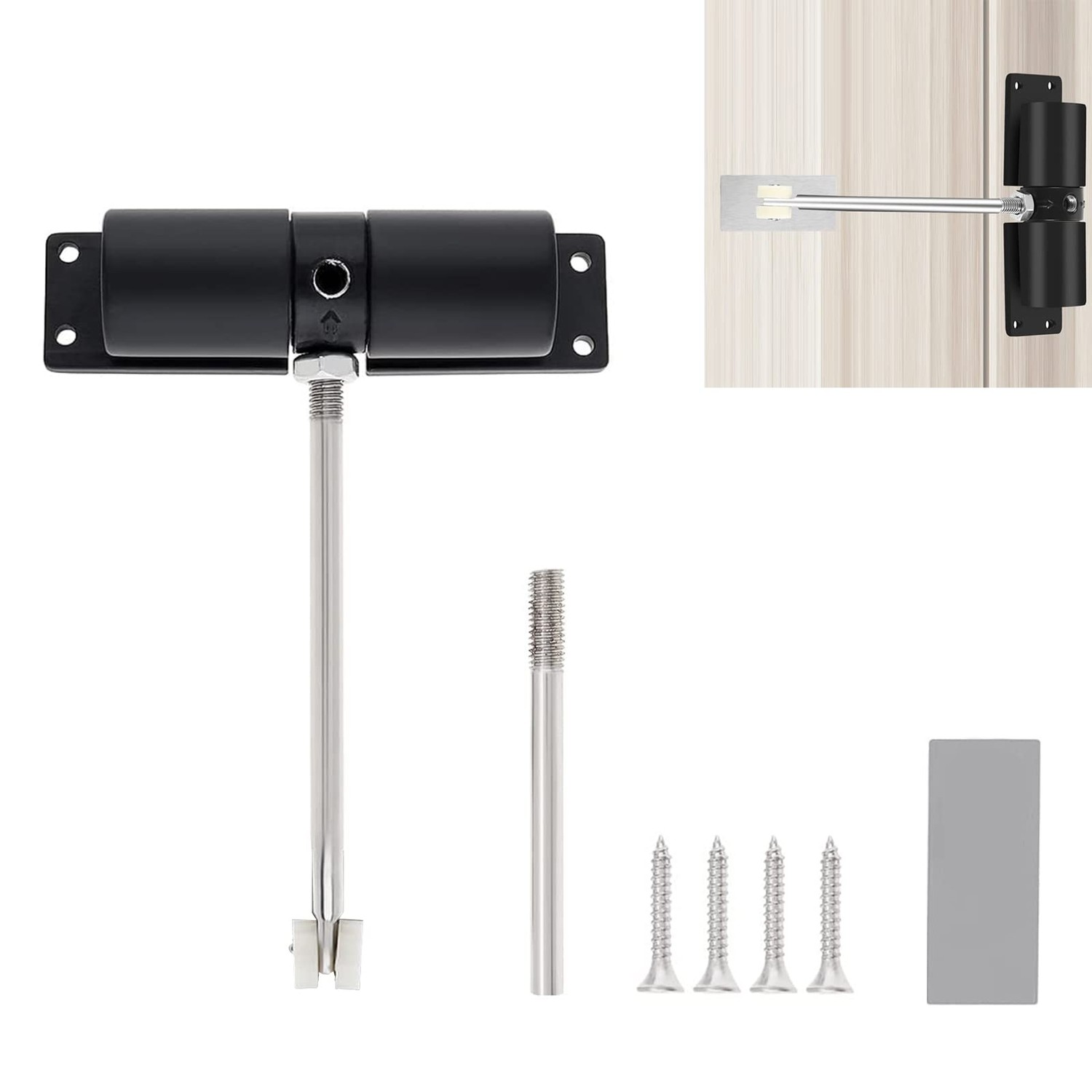 Automatic Door Closer, 1 x Spring Loaded Door Closer, 40 kg, Adjustable ...